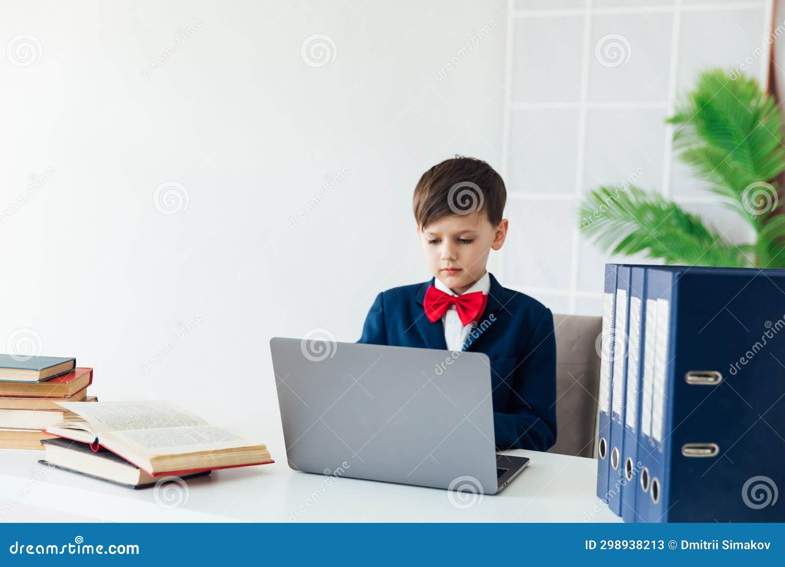 Little Boy Using Laptop on White Background Stock Image - Image of girl ...