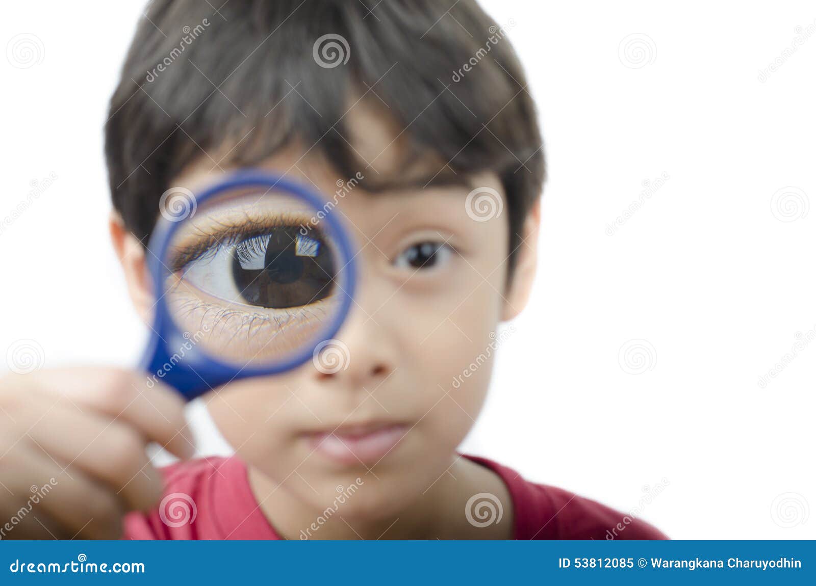 Kid Is Using Magnifier Studying Stock Image | CartoonDealer.com #96005005
