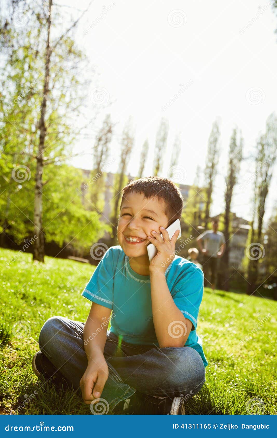 Little Boy Using Smart Phone Stock Image - Image of casual ...