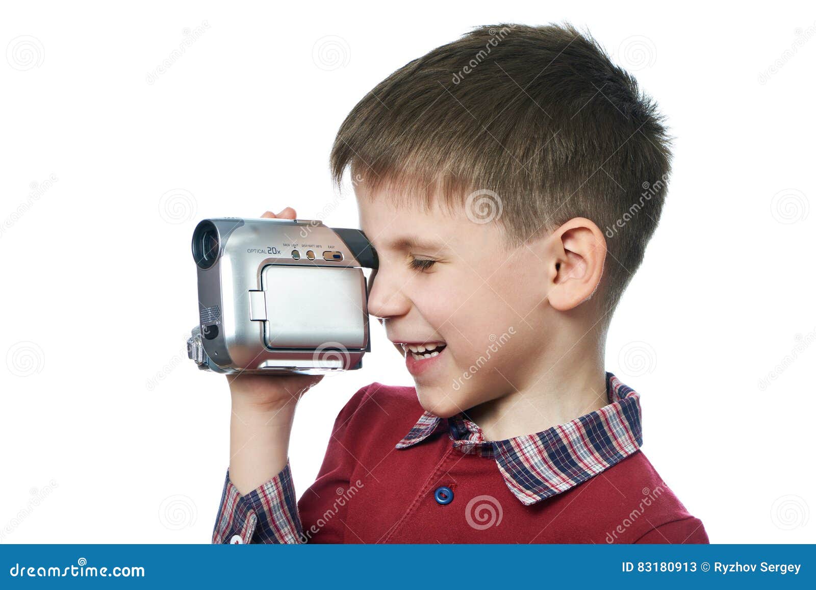 Little Boy with Video Camera Isolated Stock Image - Image of male ...