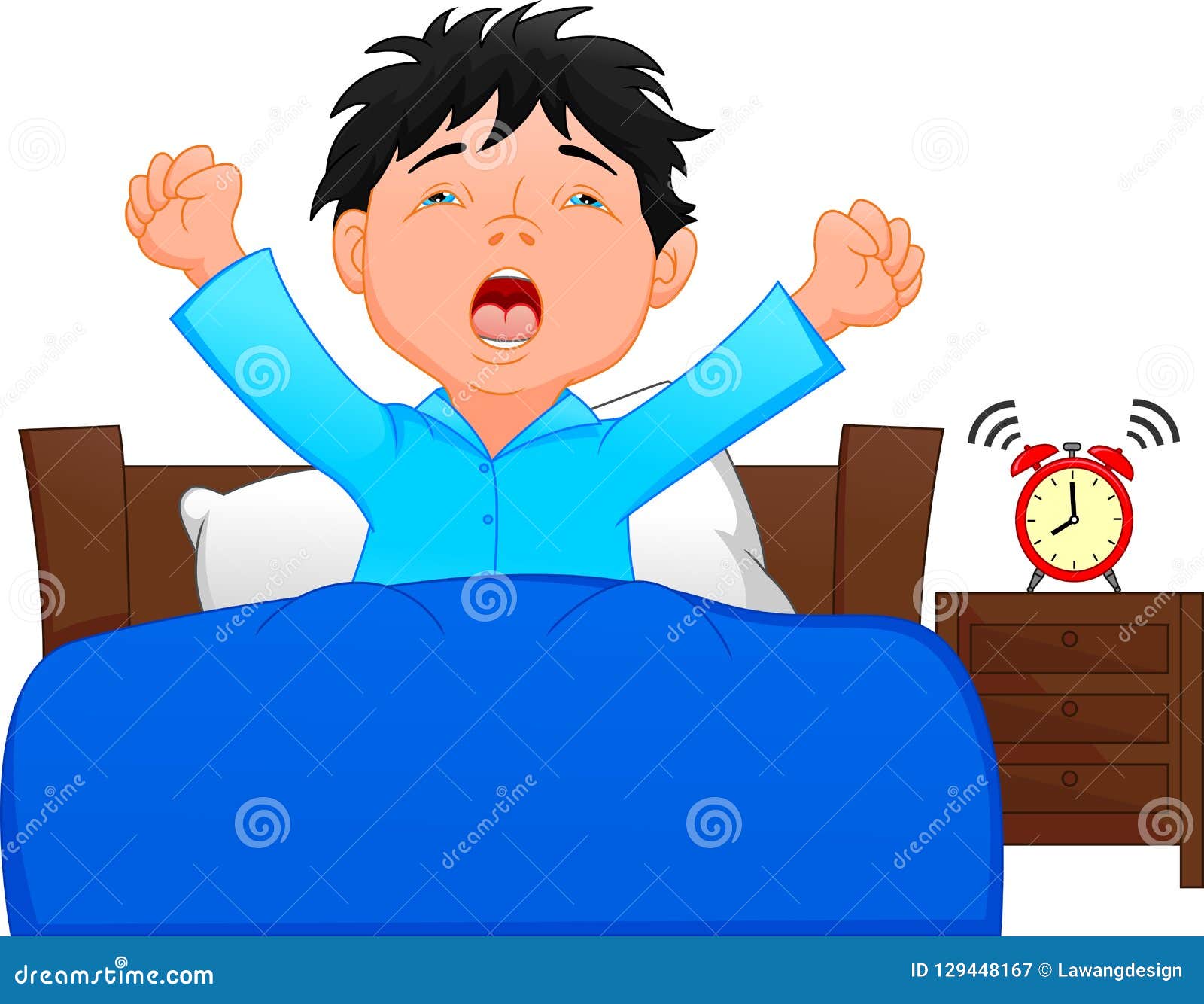 Little Boy Wake Up in the Morning Stock Vector - Illustration of children, toddler: 129448167