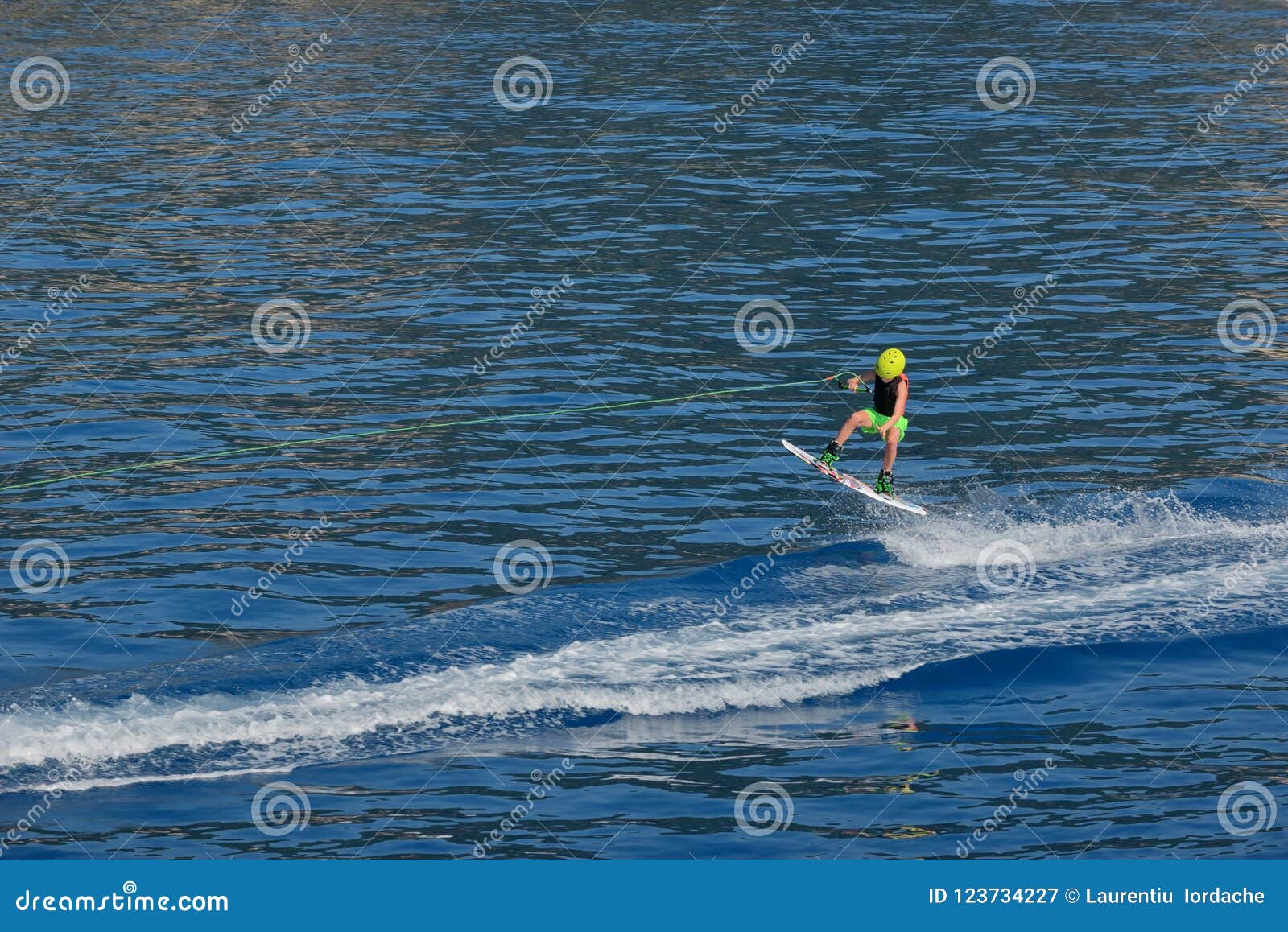 Little boy Wakeboarding stock image. Image of lake, young - 123734227