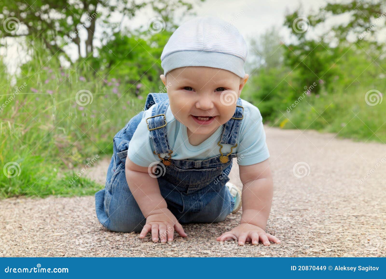 The Little Boy Was Crawling on the Way Stock Image - Image of innocence ...