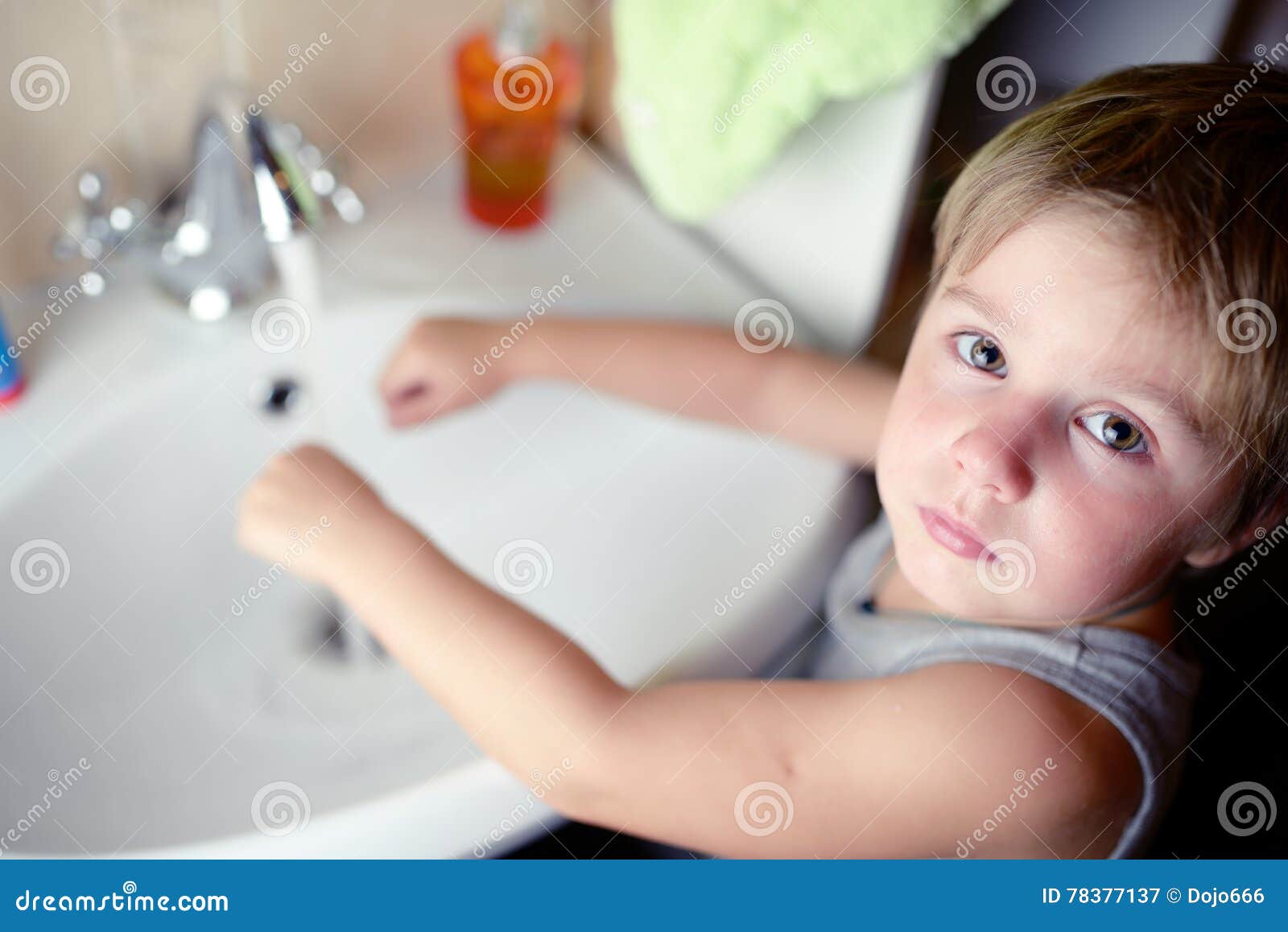 Little Boy Washing Hand in Washbasin Stock Image - Image of hand, bathe ...