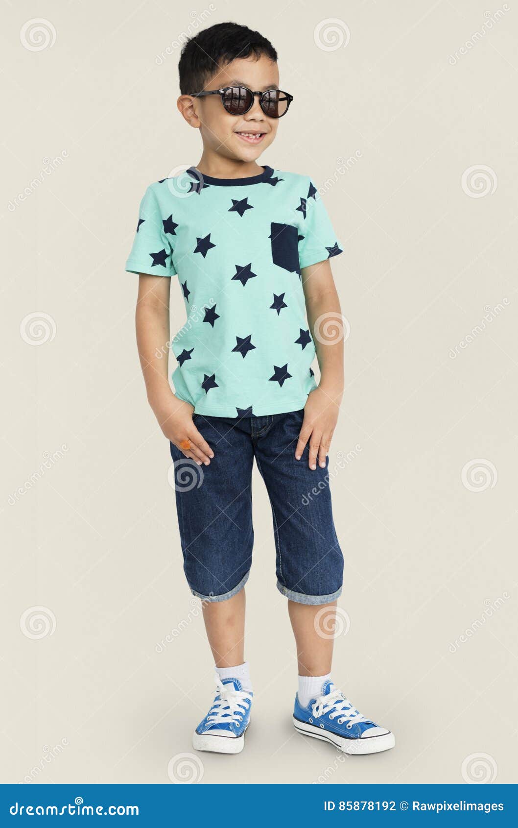 Little Boy Wear Sunglasses Smile Pose Studio Stock Photo - Image of ...