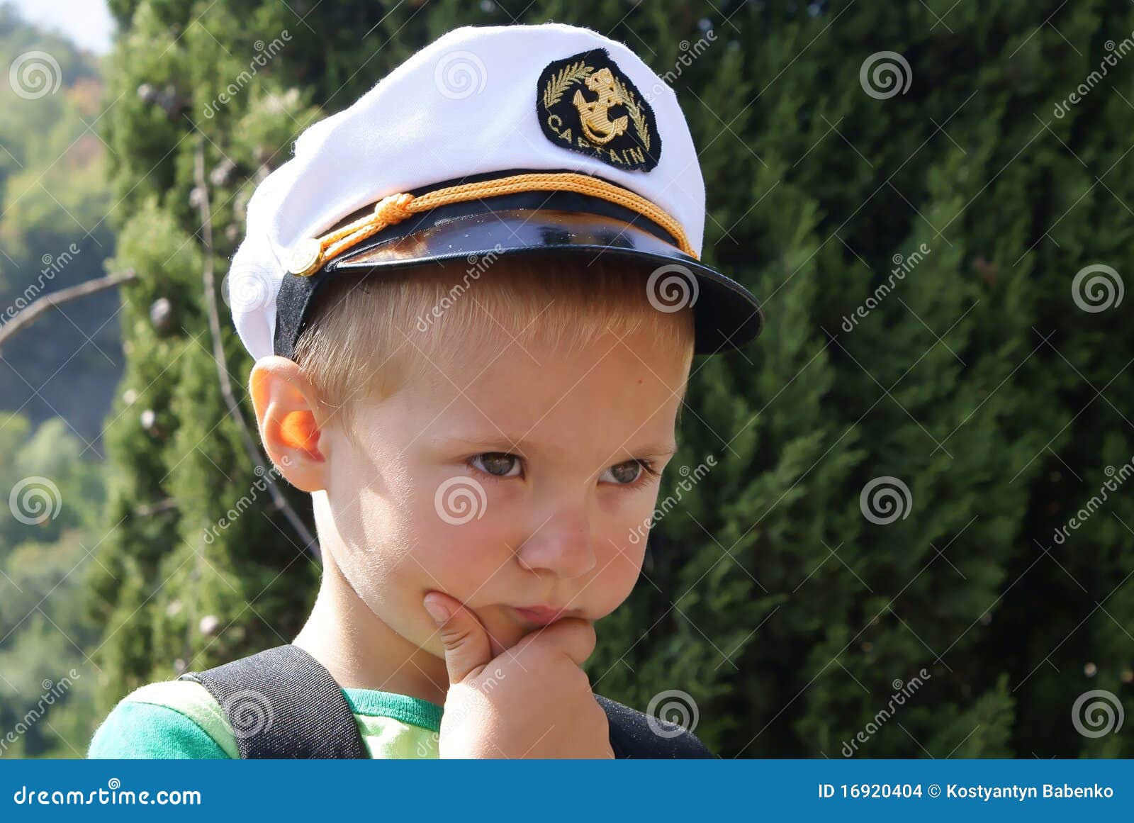A Little Boy Wearing a Cap Captain Stock Photo - Image of anchor ...