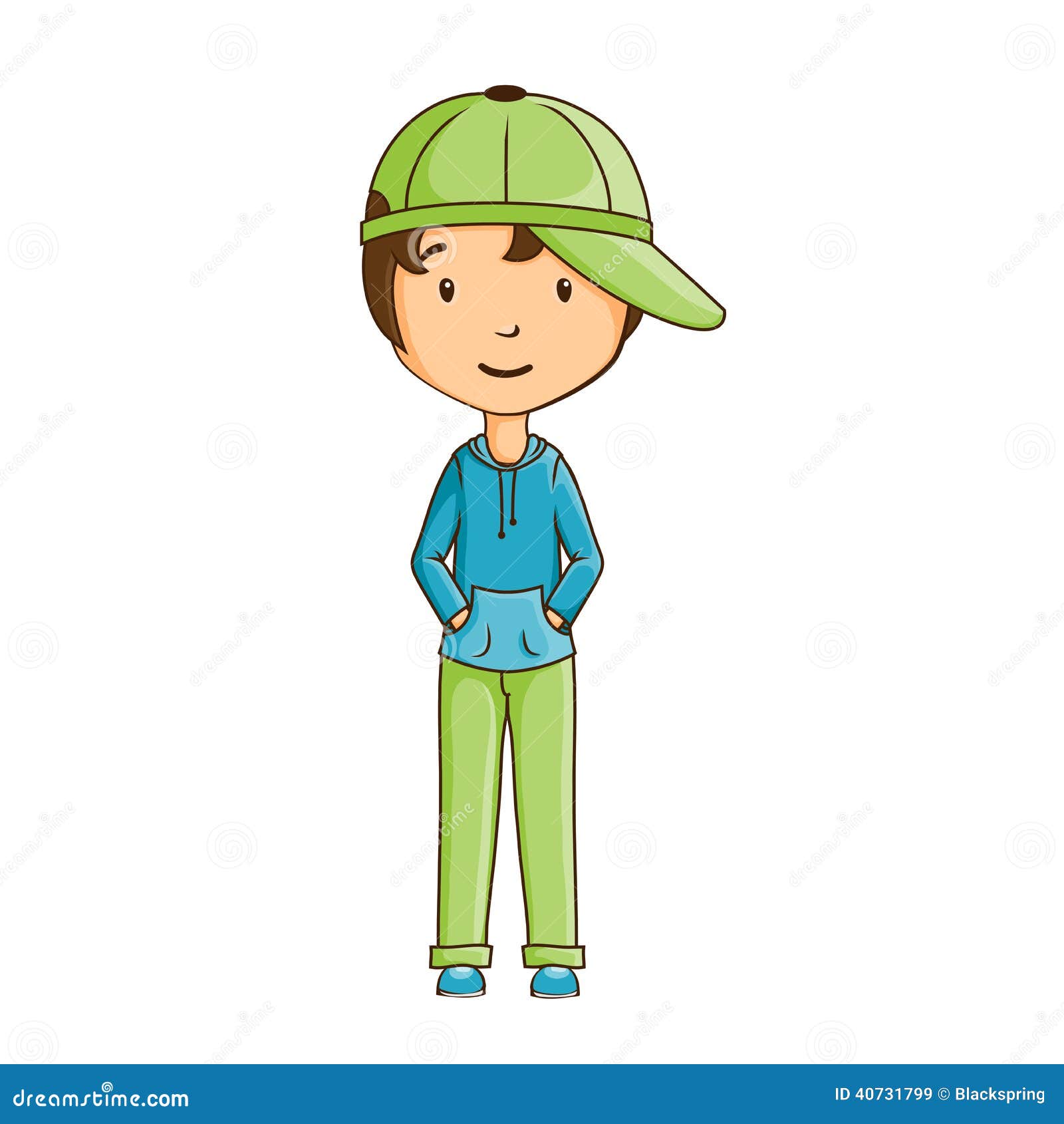 Little boy wearing cap stock vector. Illustration of elementary - 40731799