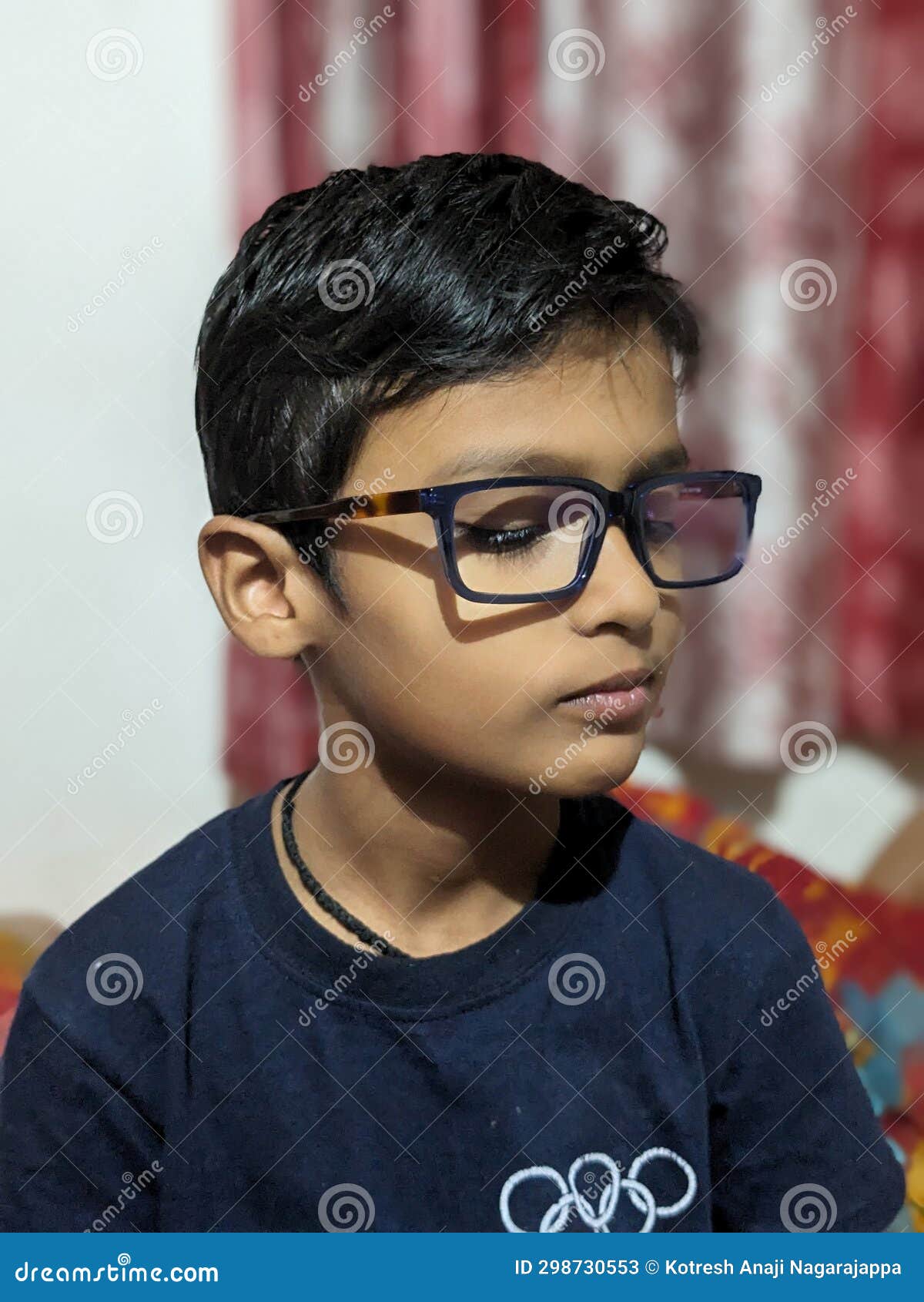 Little Boy Wearing Spectacle with Different Expression Stock Image ...