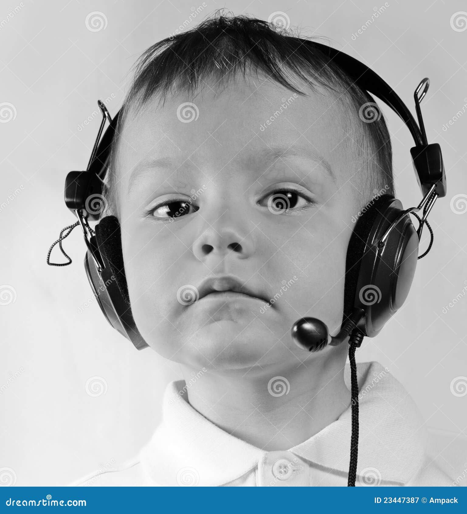 Little Boy Wearing Telephone Headset Stock Image - Image of communicate ...