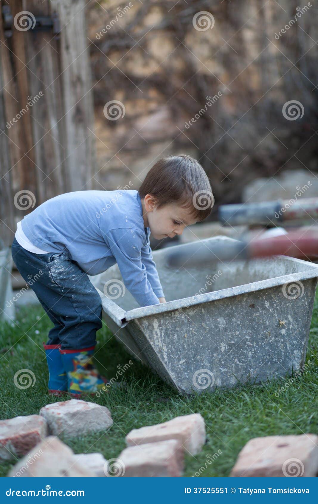 Little boy, working stock image. Image of sunny, summer - 37525551