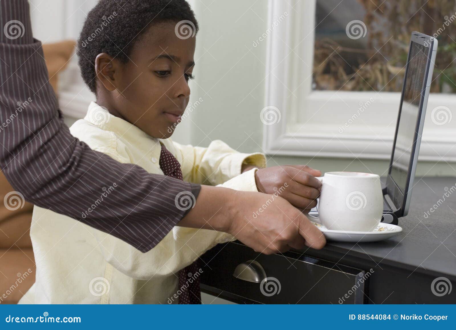 Little Boy Working on the Computer at Home. Stock Photo - Image of ...