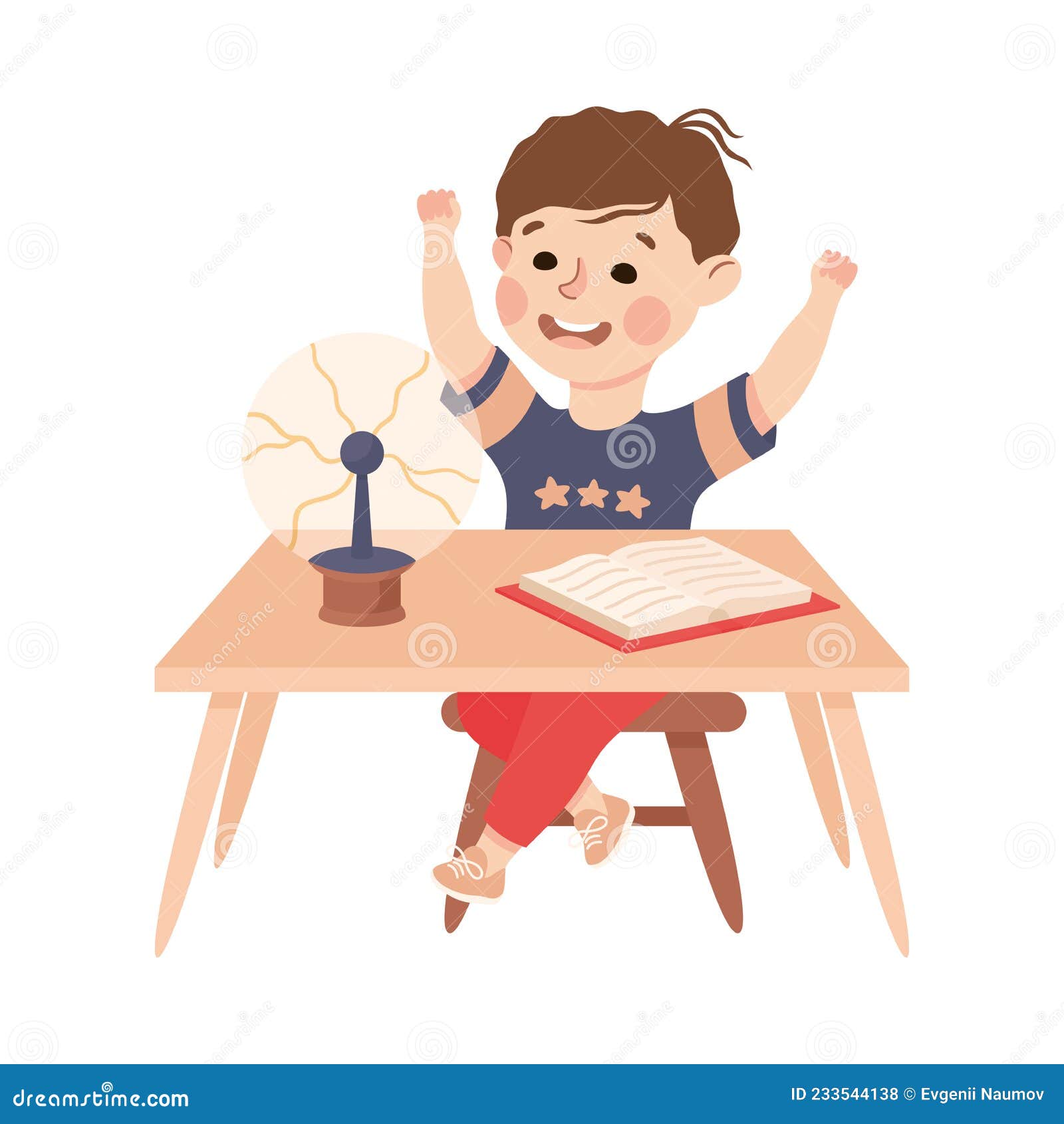 Little Boy Working on Physics Science Experiment with Glass Globe ...