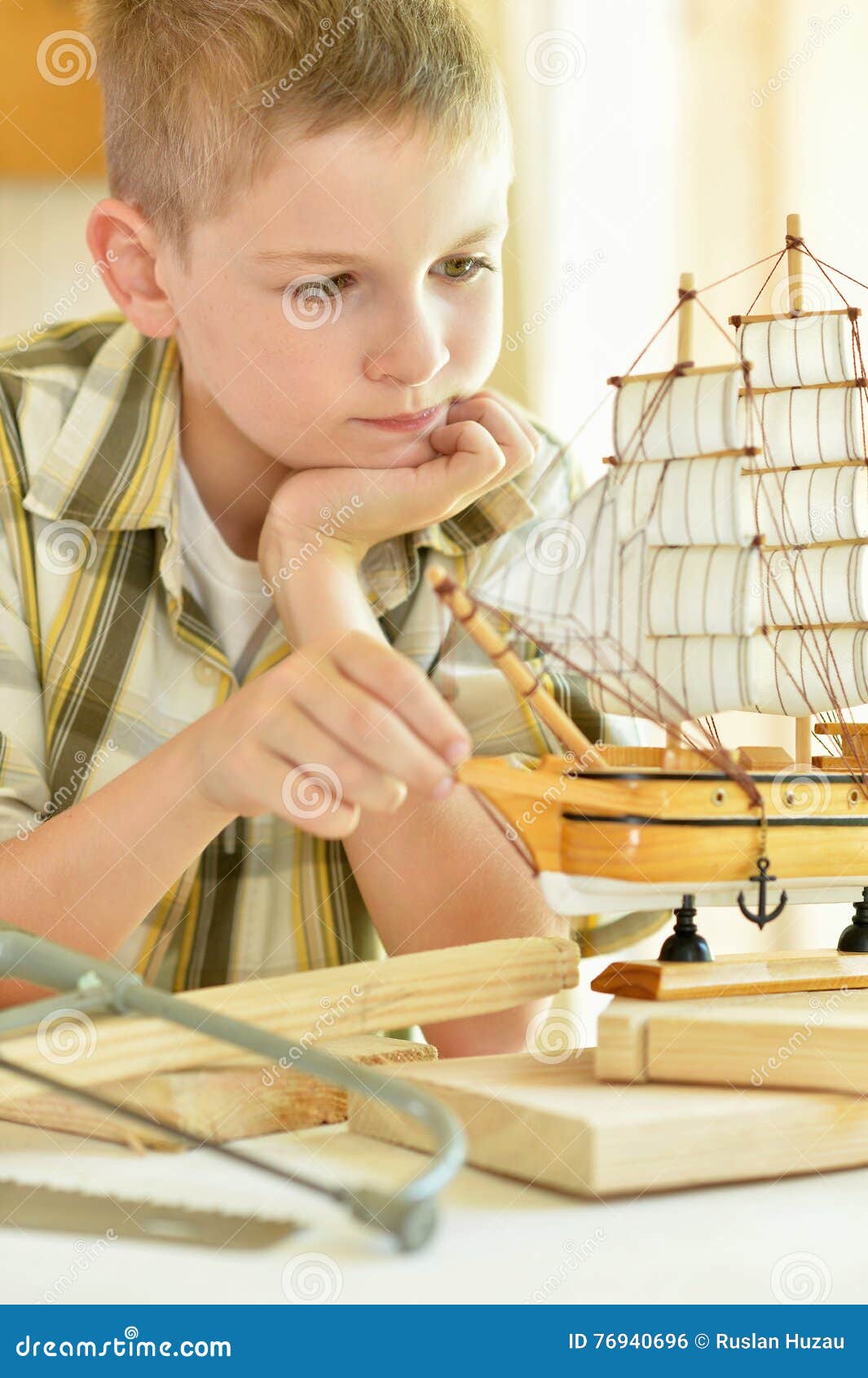 Little Boy Working with Wood Stock Photo - Image of occupation, play ...