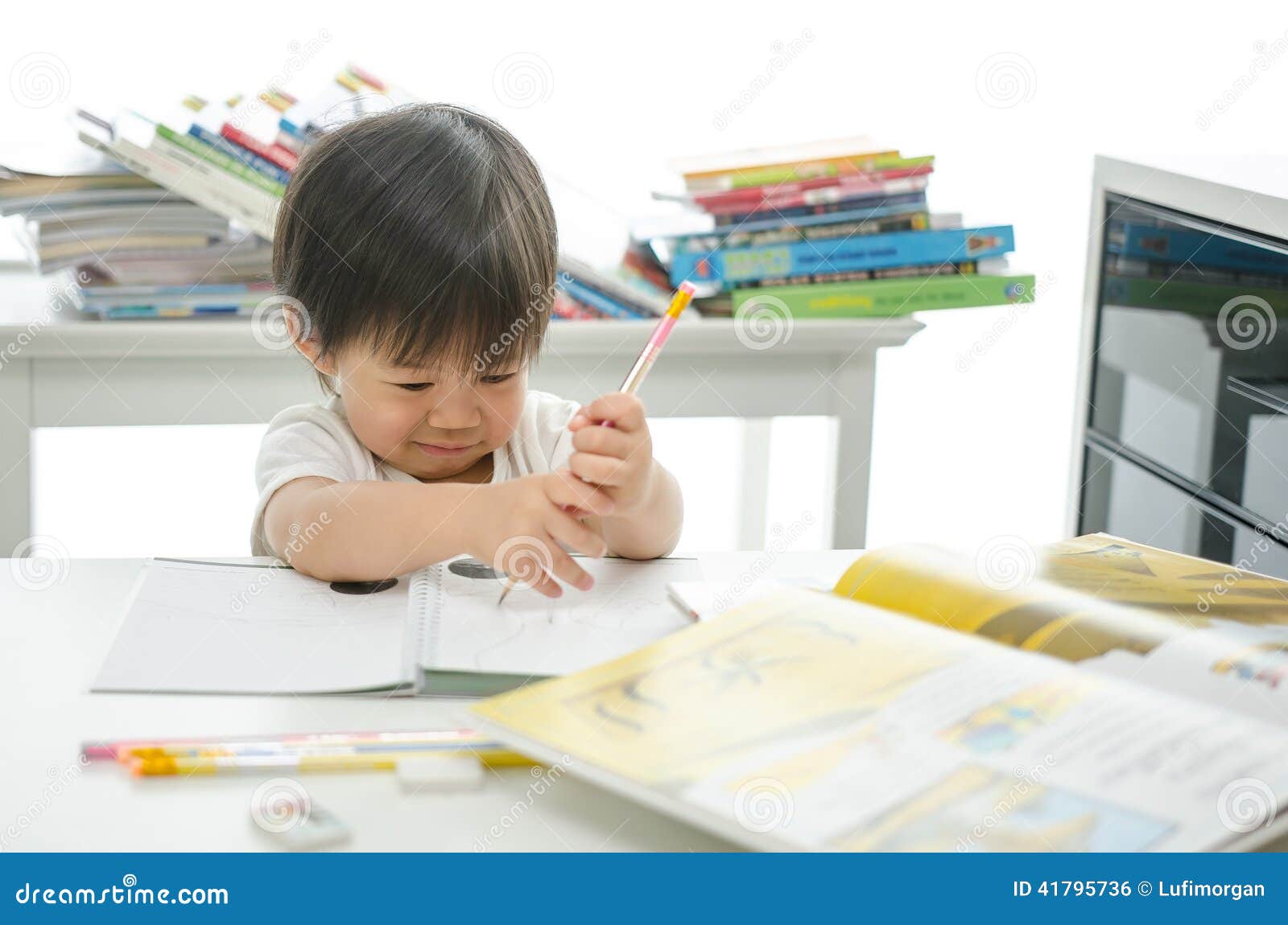Little boy is writing stock photo. Image of objects, cute - 41795736