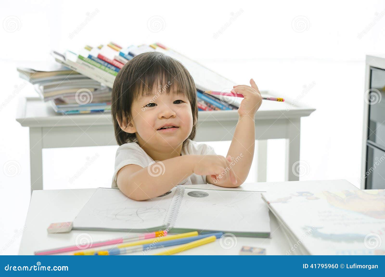 Little boy is writing stock photo. Image of beautiful - 41795960