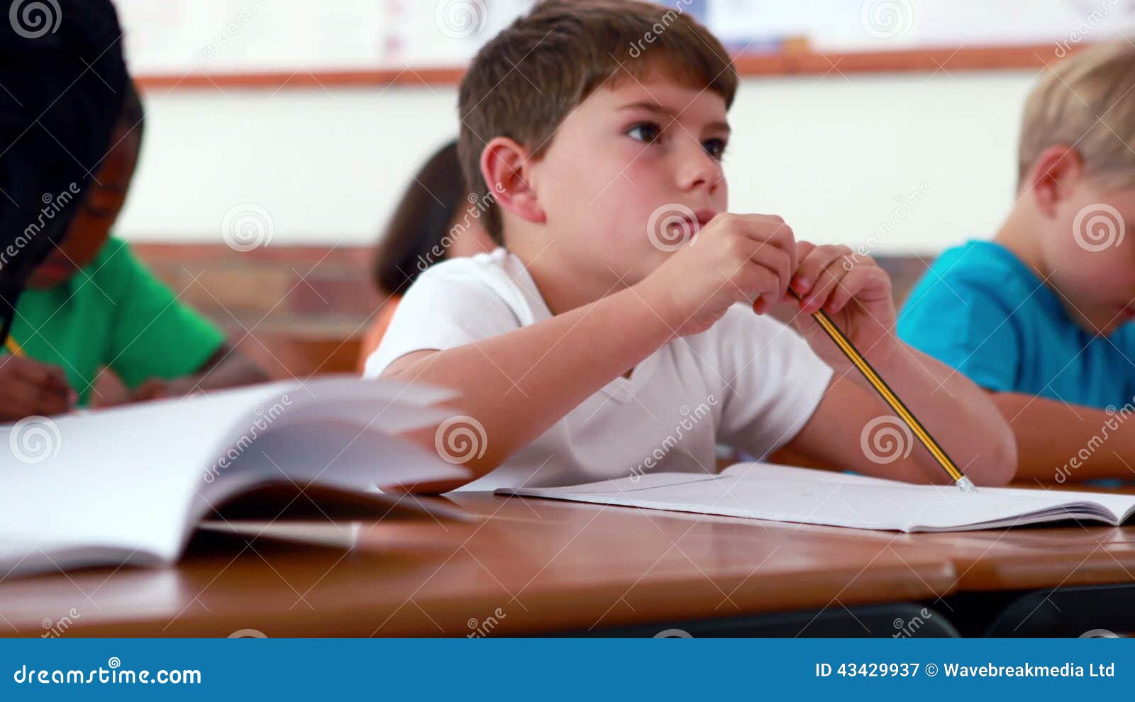 Little Boy Writing during Class Stock Video - Video of learn, 1080p ...