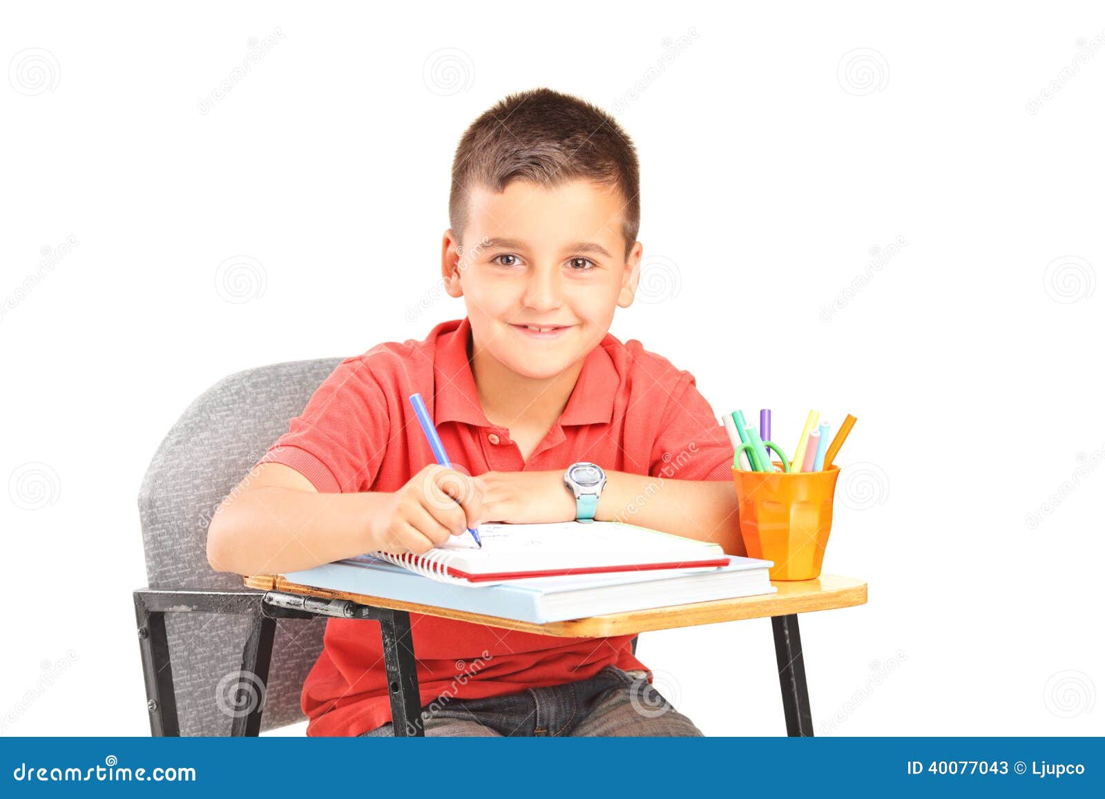 Little Boy Writing in a Notebook Stock Image - Image of education ...