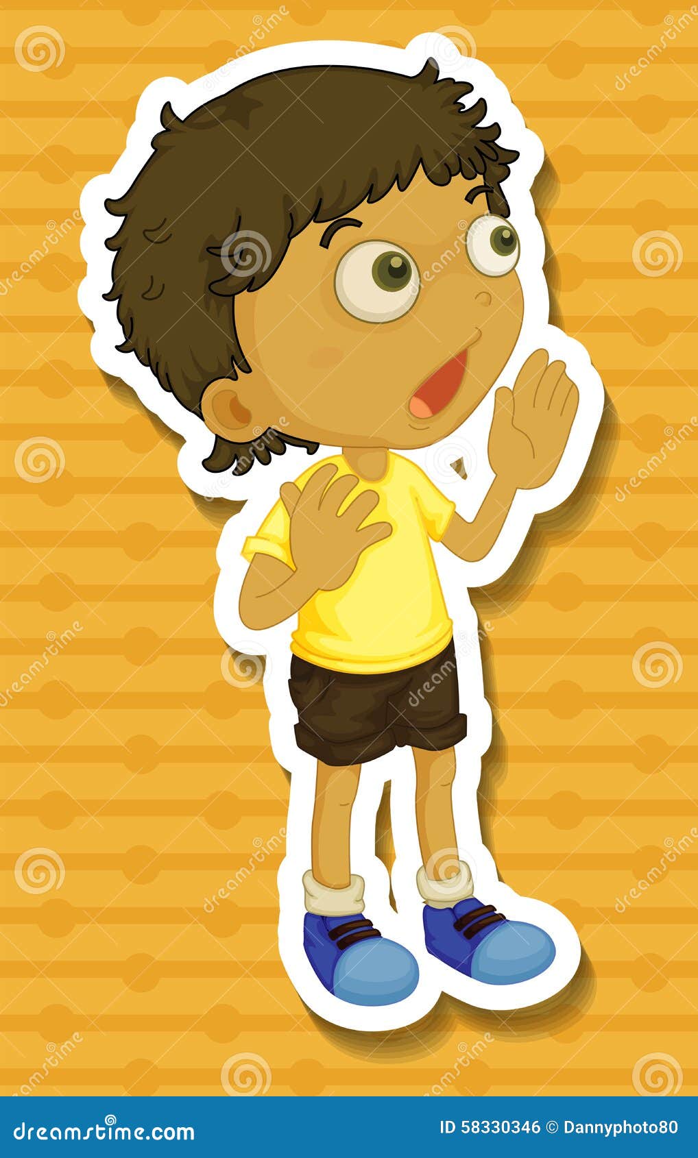 Little Boy in Yellow Shirt Shouting Stock Vector - Illustration of ...