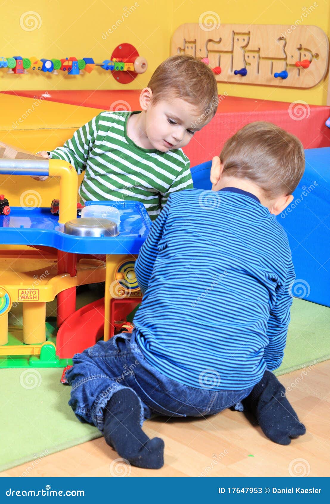 Little Boys Playing in Kindergarten Stock Image - Image of cute, child ...