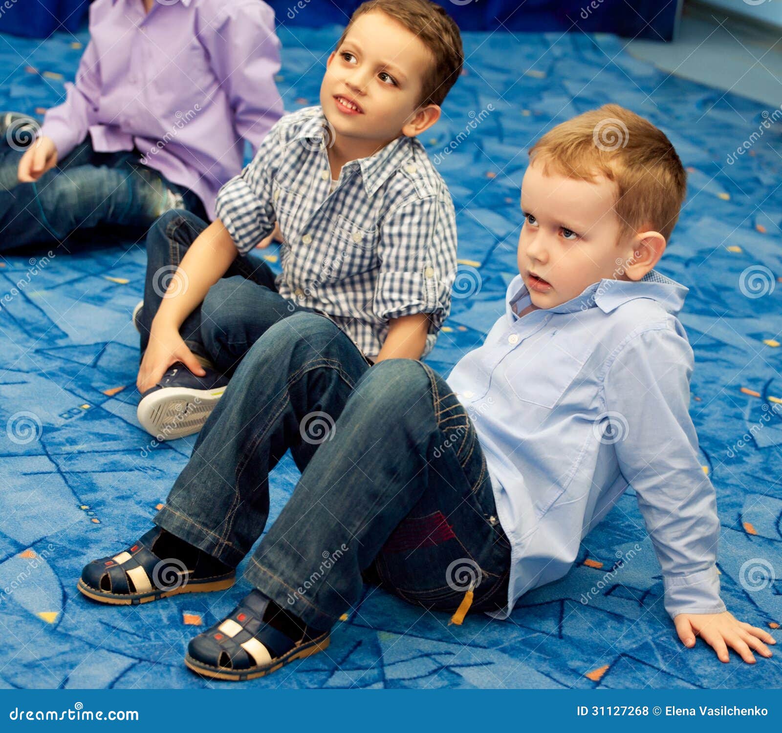 Little Boys Playing Together Indoor Stock Photo - Image of color ...