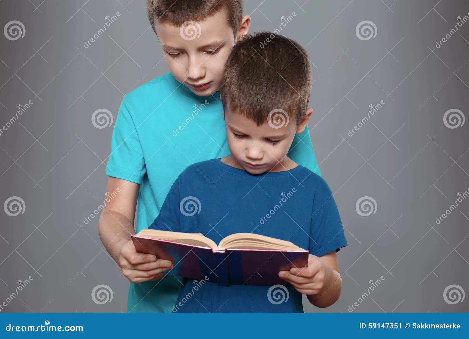 Little Boys Reading Interesting Book Stock Image - Image of reading ...