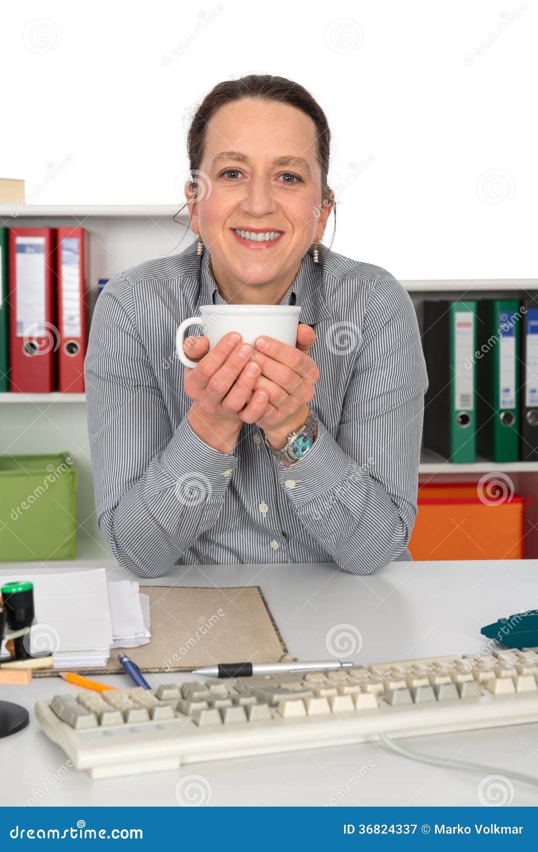 Little break on workplace stock image. Image of female - 36824337