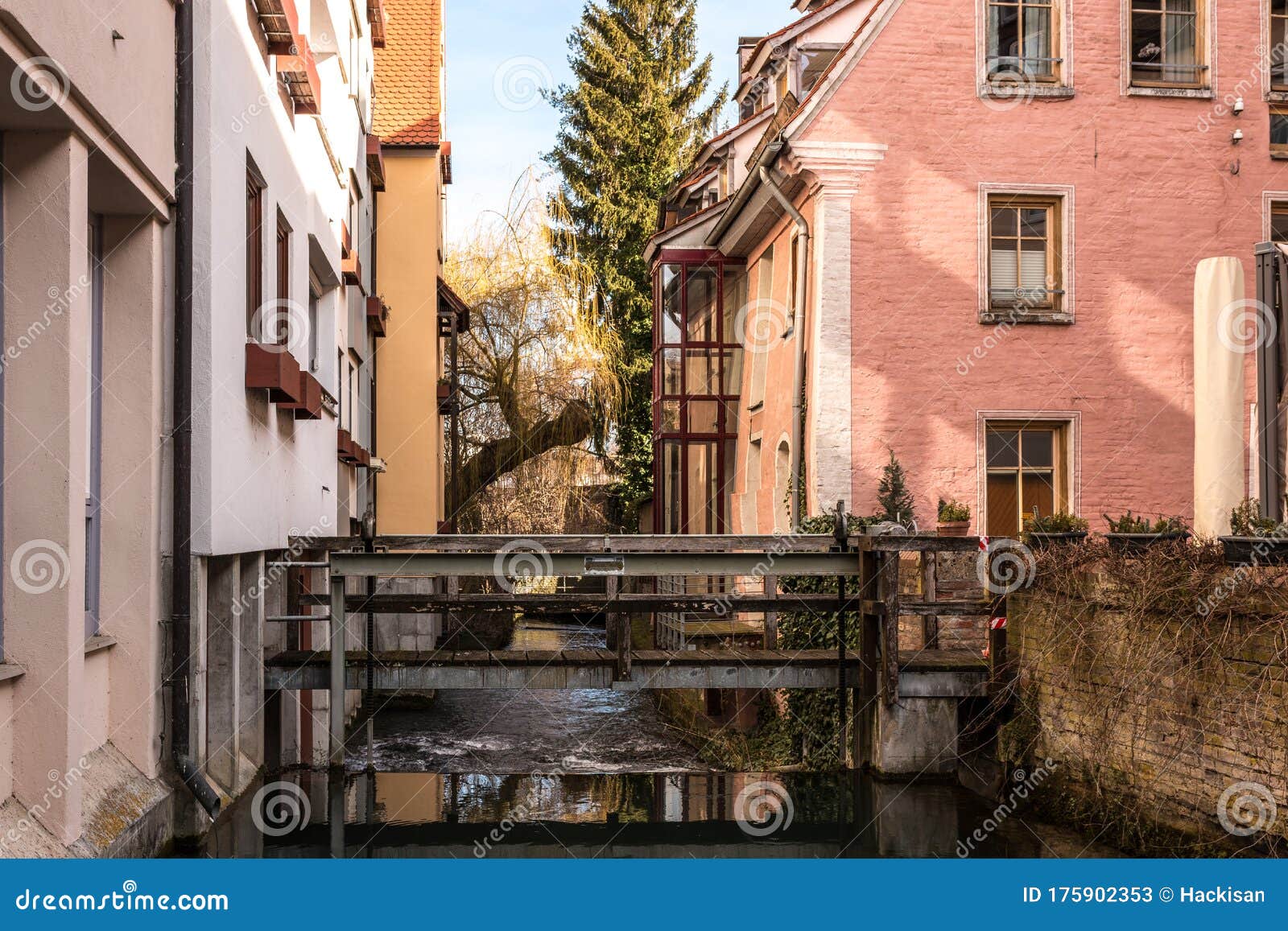 Little Bridge between Houses of the Old Section of the Town Stock Image ...