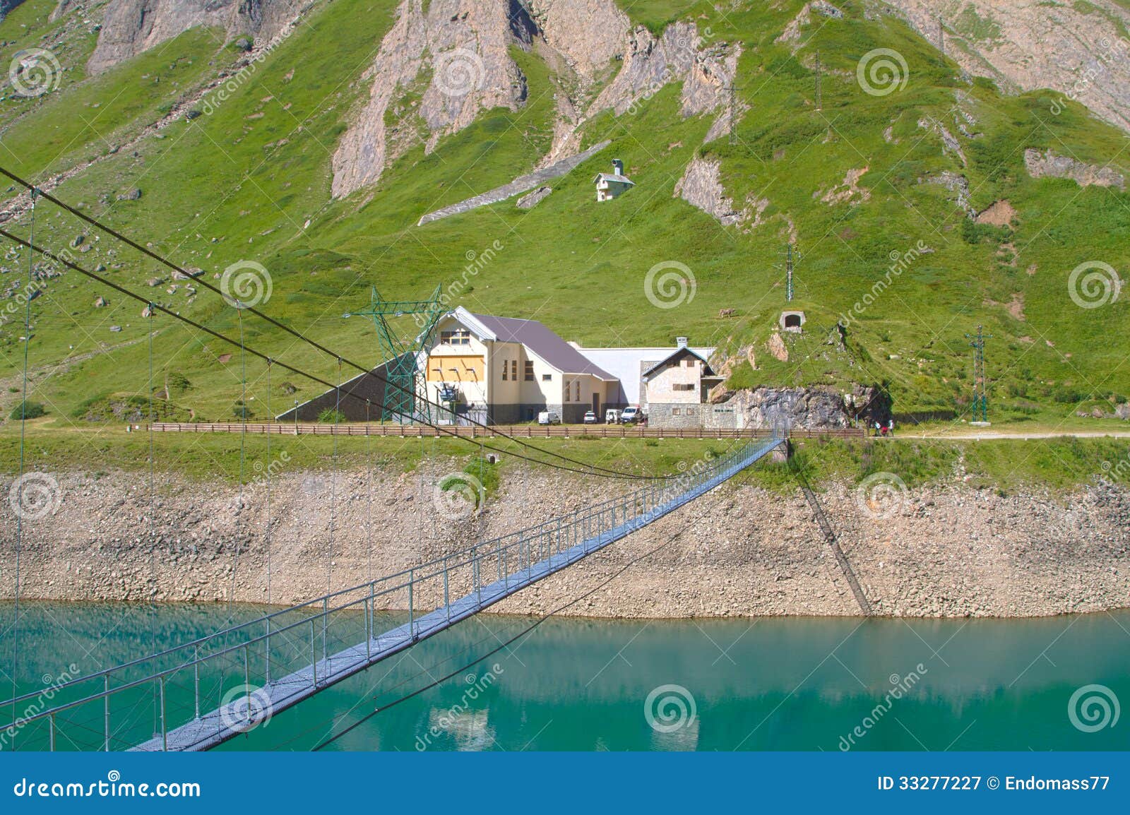 Little bridge on the lake stock image. Image of mount - 33277227