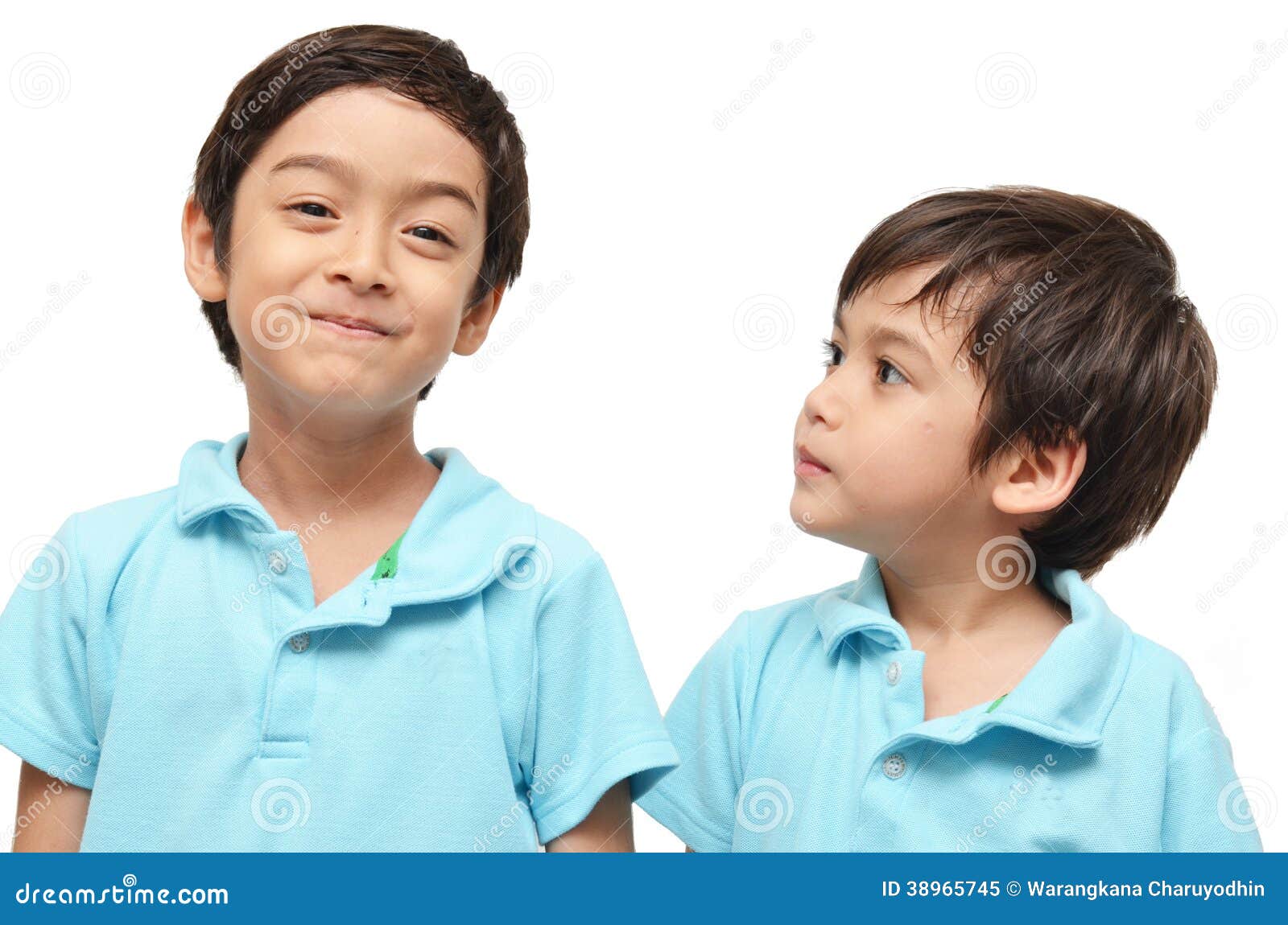 Little Brother Look at Big Brother Stock Image - Image of child ...
