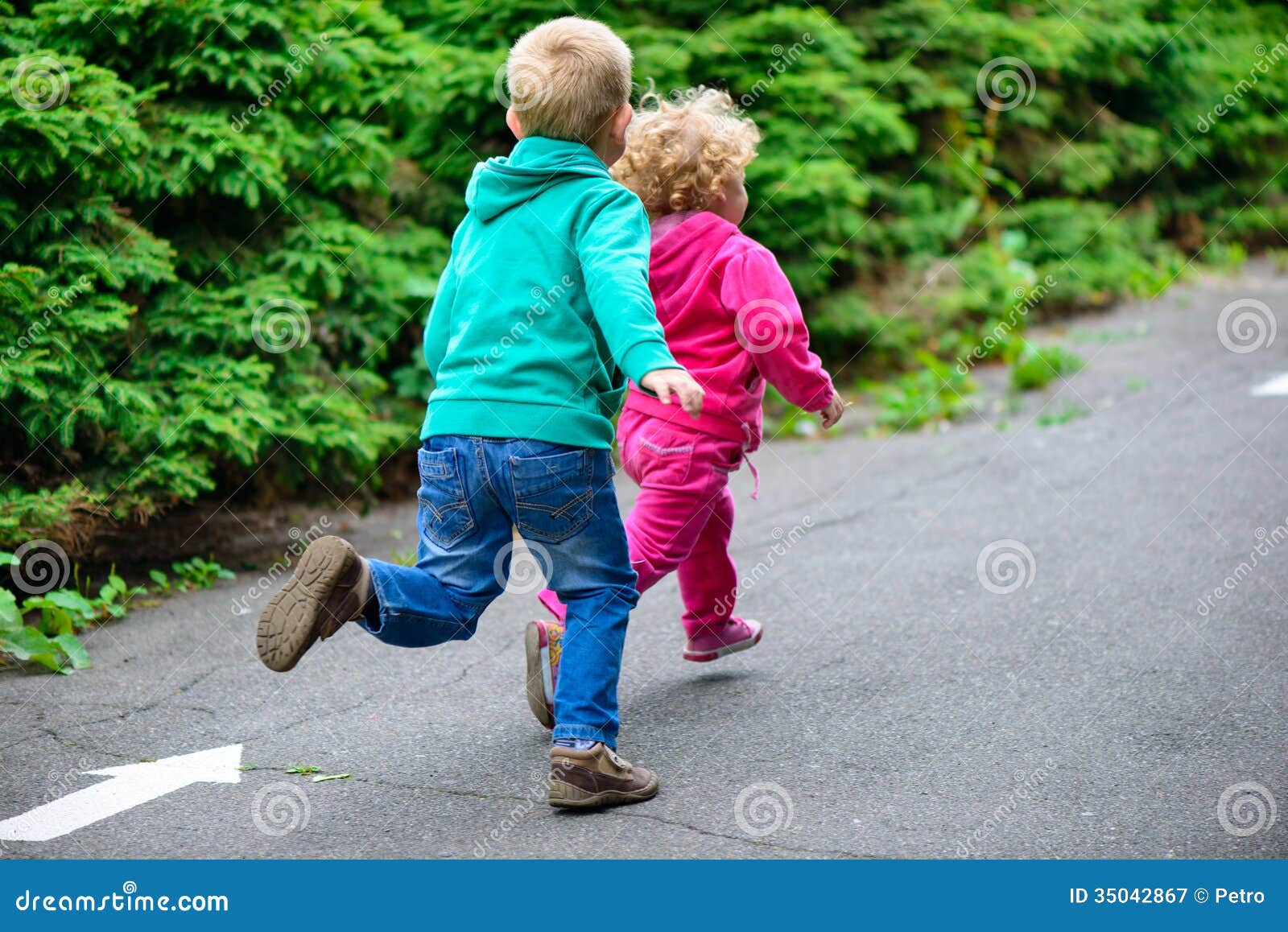 Little Brother and Sister Running Stock Image - Image of park, kids ...
