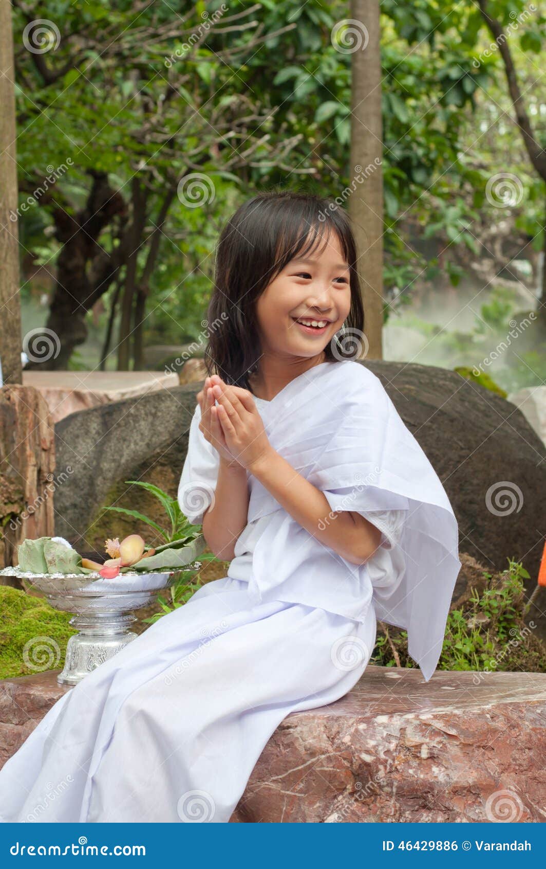 Little Buddhist Child in the White Cloth Stock Photo - Image of ...