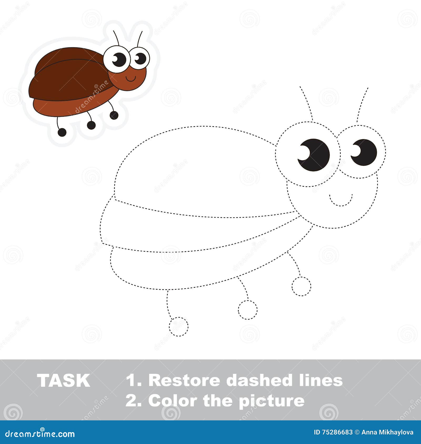 Little Bug To Be Traced. Vector Trace Game. Stock Vector - Illustration ...