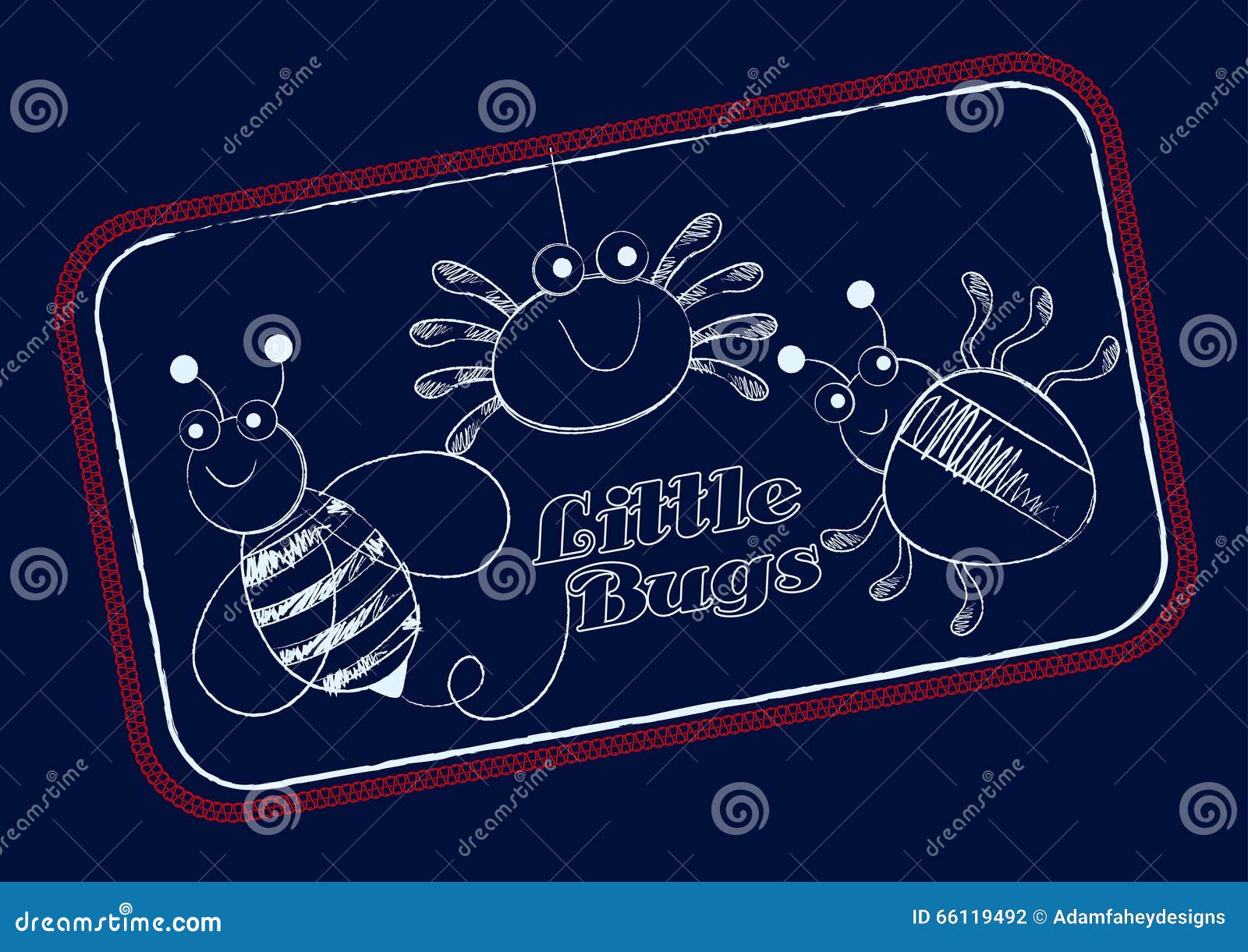 Little Bugs Character Illustration with Embroidery Stock Vector ...