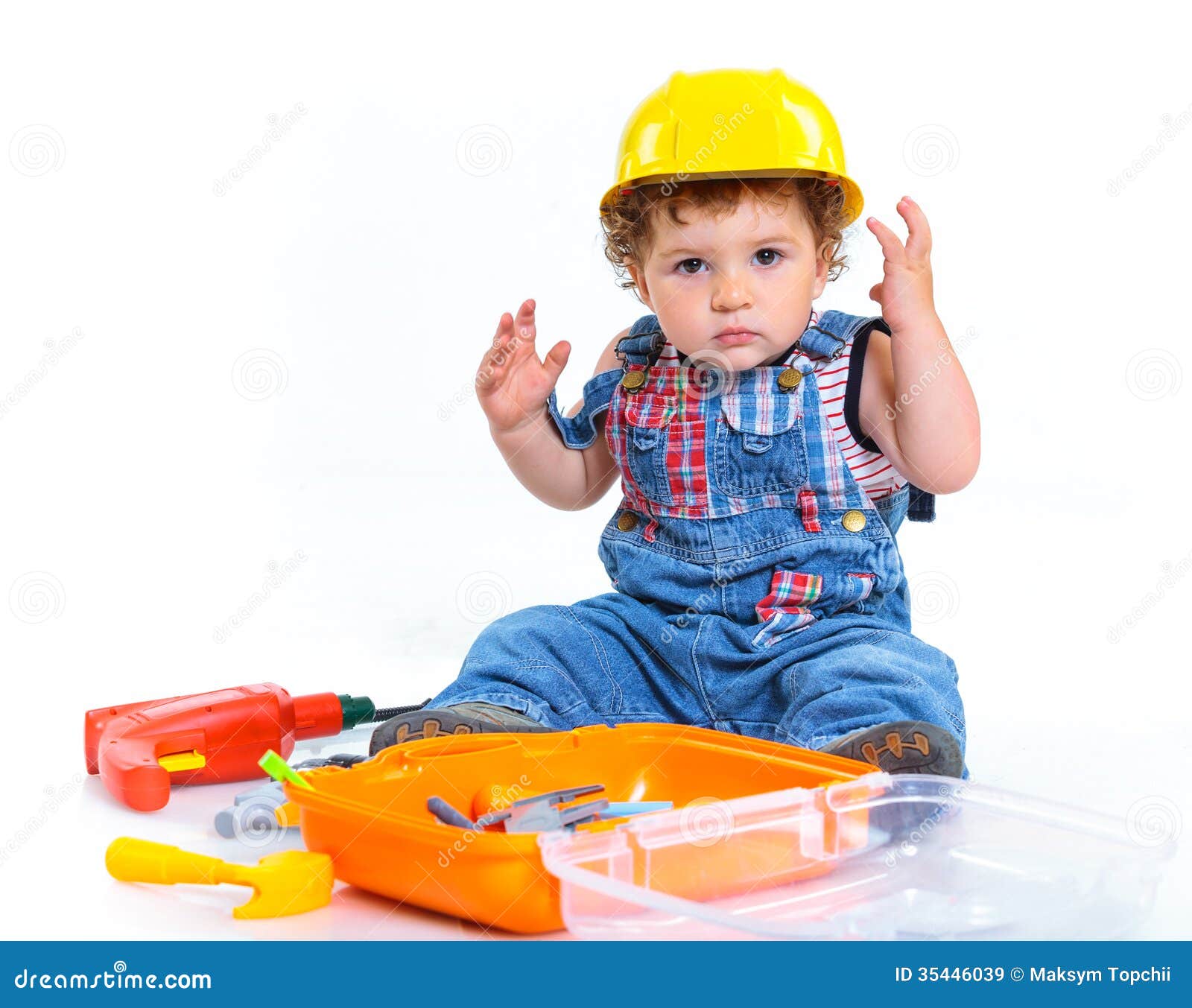 Little builder. stock image. Image of hard, objects, construction ...