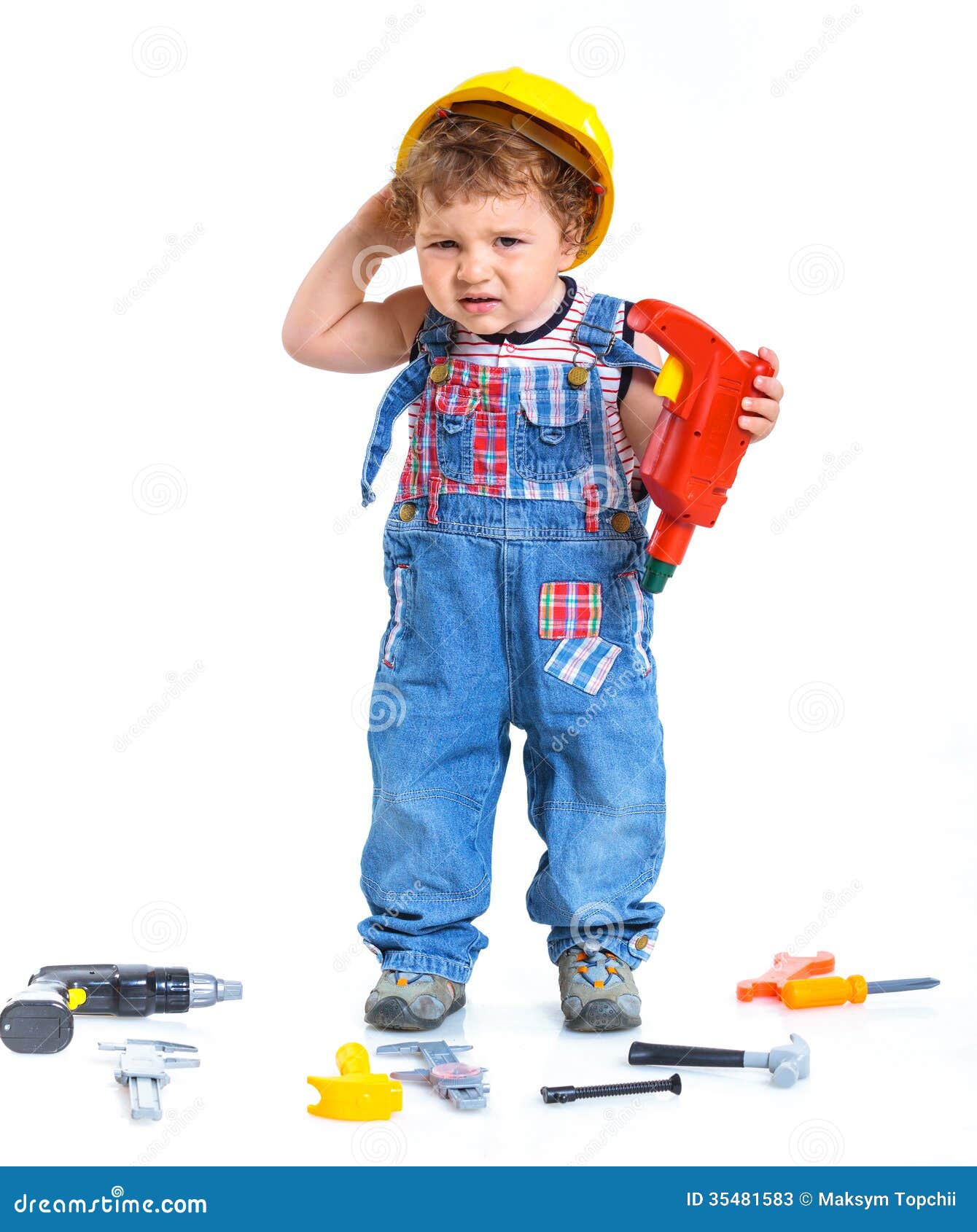 Little builder. stock image. Image of foreman, instruments - 35481583