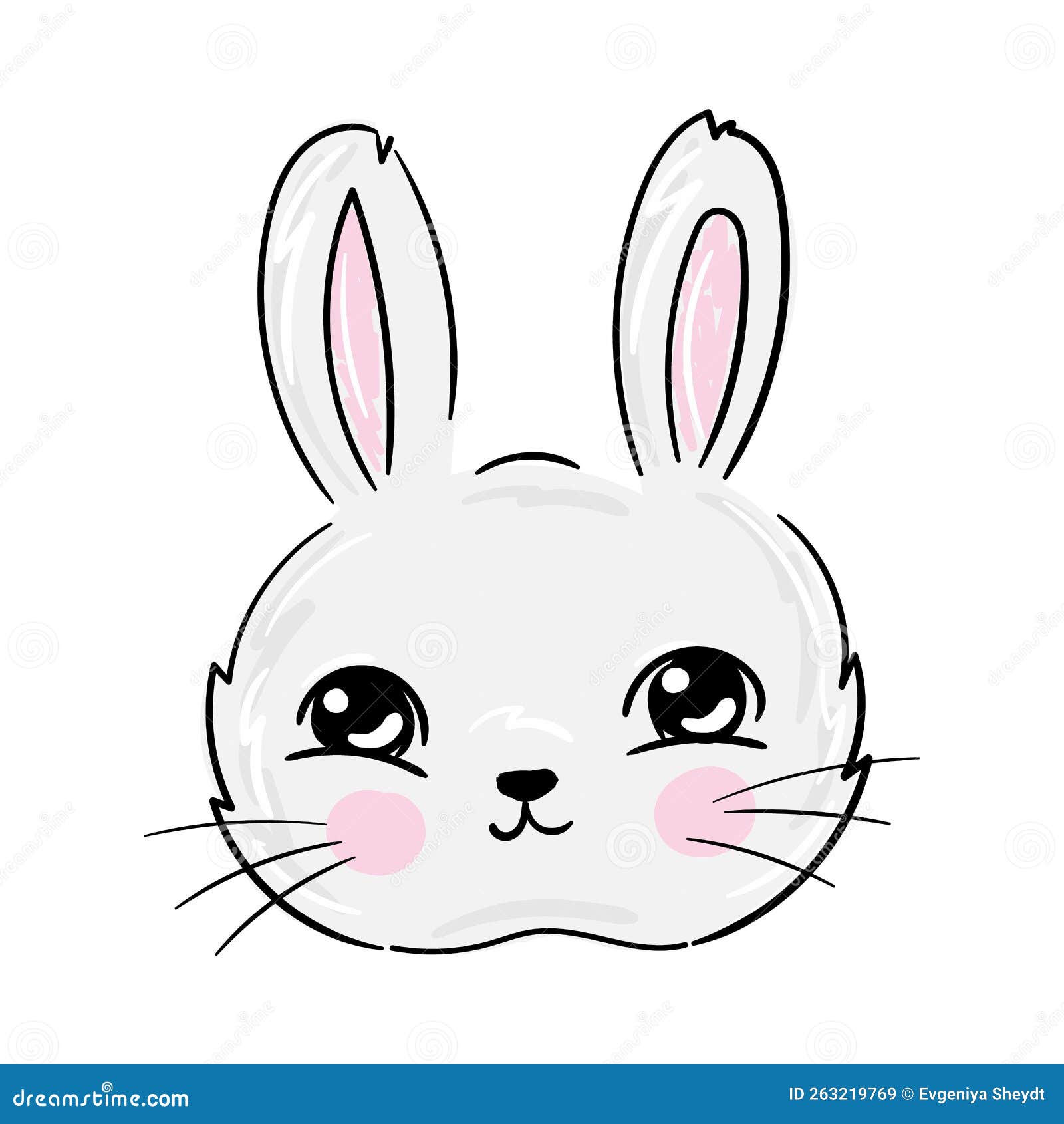 Little Bunny, Cartoon Rabbit Head Print Vector Stock Vector ...