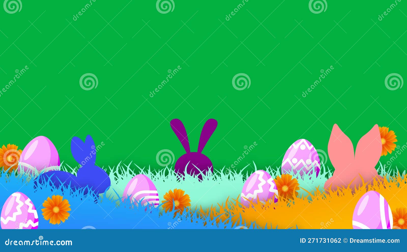 Little Bunny and Grass Land for Easter Holiday on Green Screen Stock ...