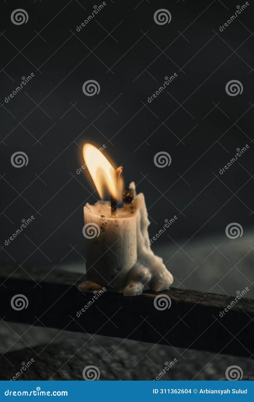 Little Candle with Flame in the Dark Stock Photo - Image of melt, flame ...