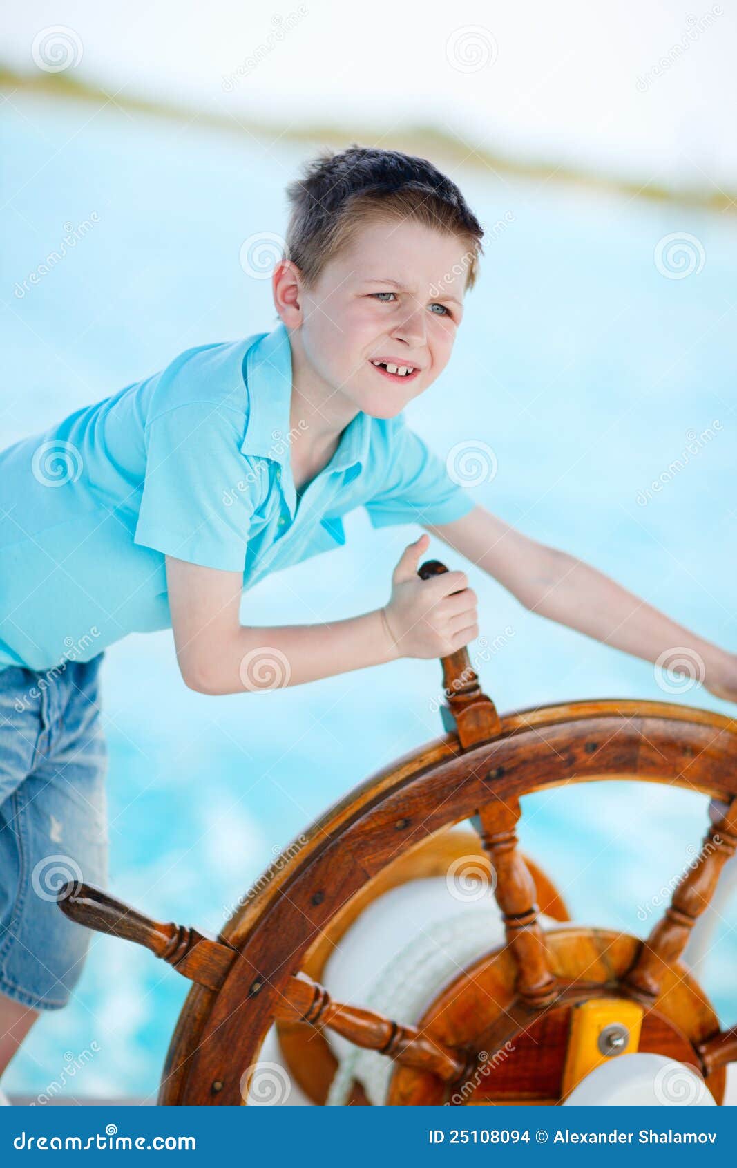 Little captain stock photo. Image of wheel, yacht, outdoor - 25108094