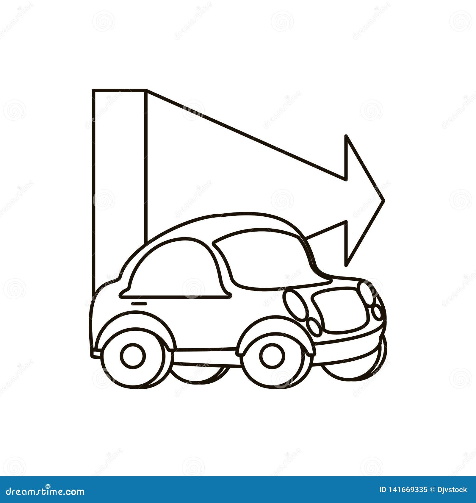Little car with arrow stock vector. Illustration of sedan - 141669335