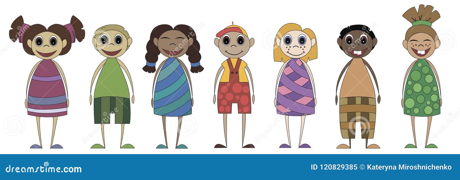 Little Cartoon Children on a White Background Stock Illustration ...