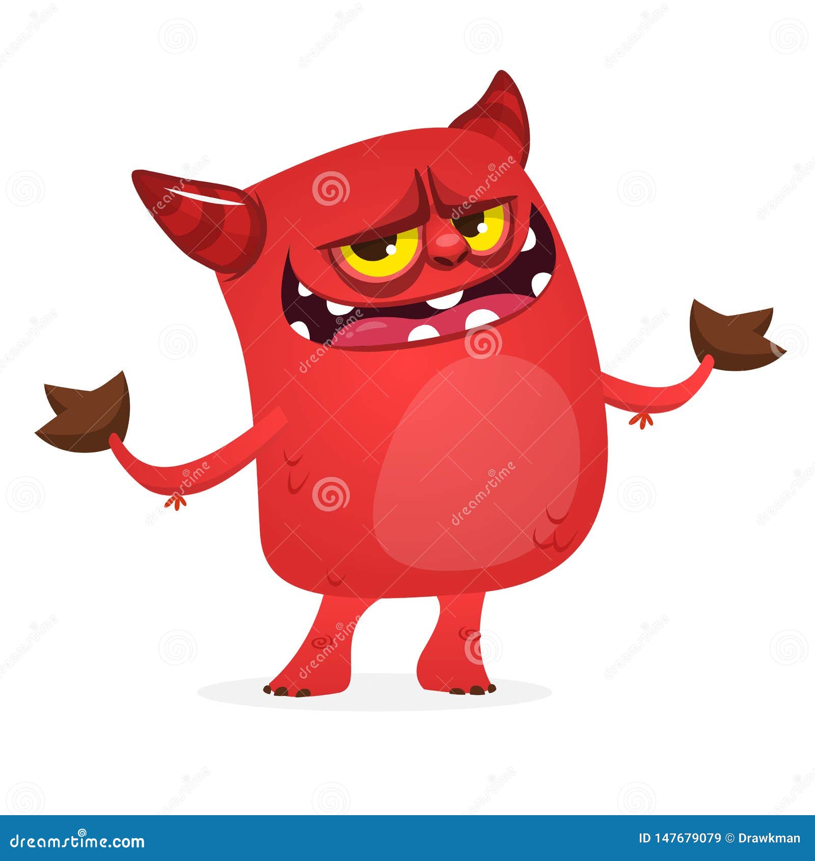Little Cartoon Devil. Halloween Devil Caracter Illustration. Stock ...