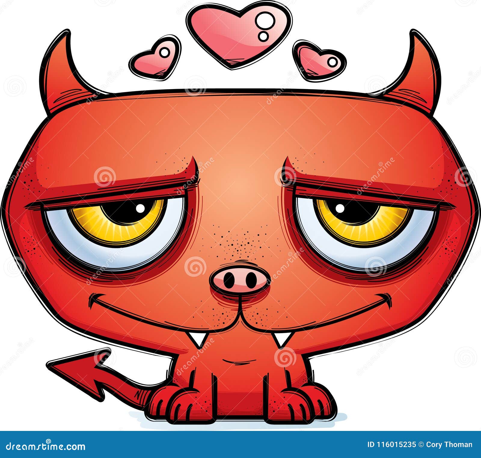 Little Cartoon Devil in Love Stock Vector - Illustration of vector ...