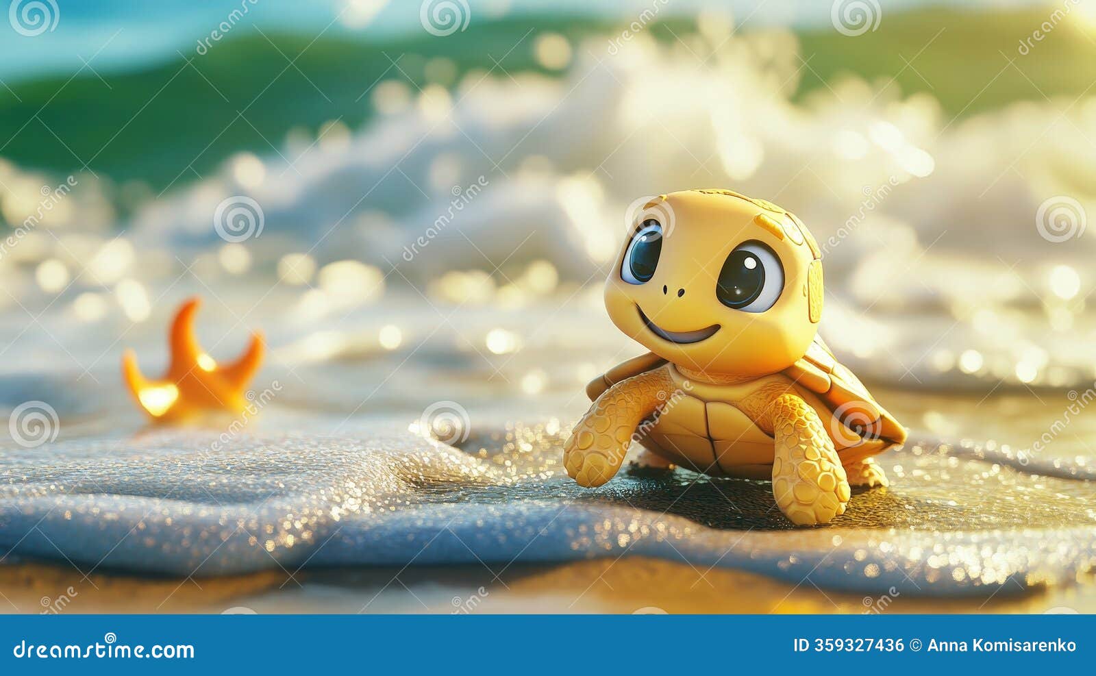 Little Cartoon Turtle. Selective Focus Stock Photo - Image of cute ...