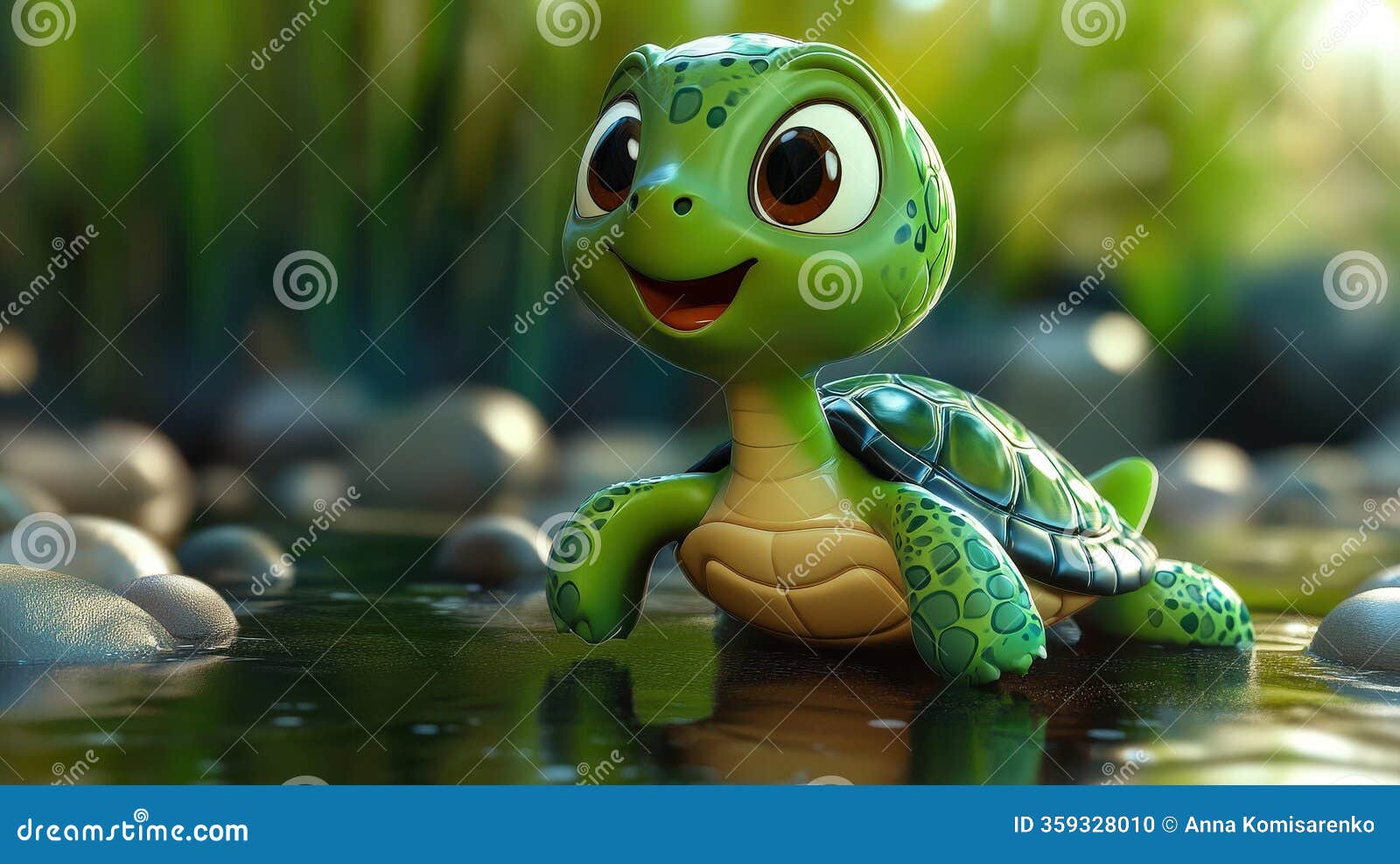 Little Cartoon Turtle. Selective Focus Stock Photo - Image of isolated ...