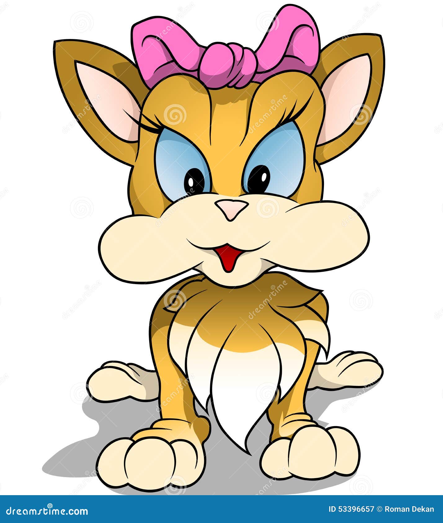 Little Cat with Bow stock vector. Illustration of kitten - 53396657