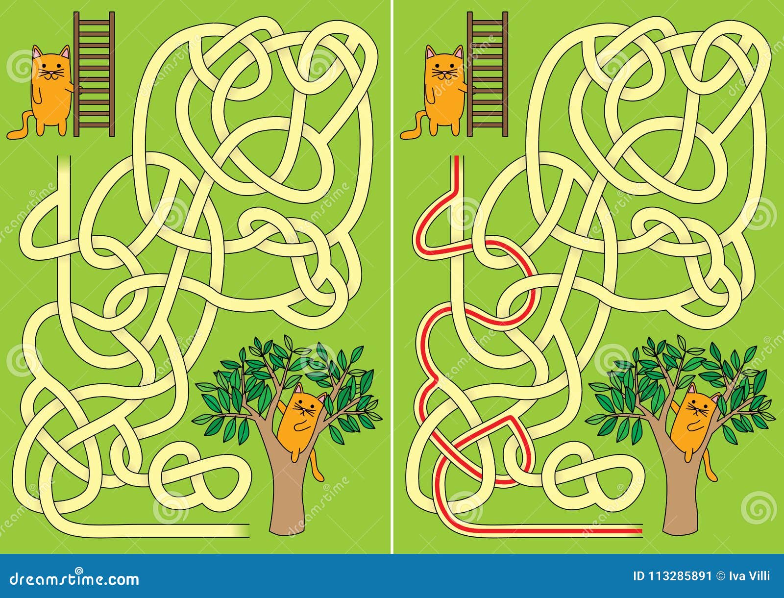 Little cat maze stock vector. Illustration of solution - 113285891