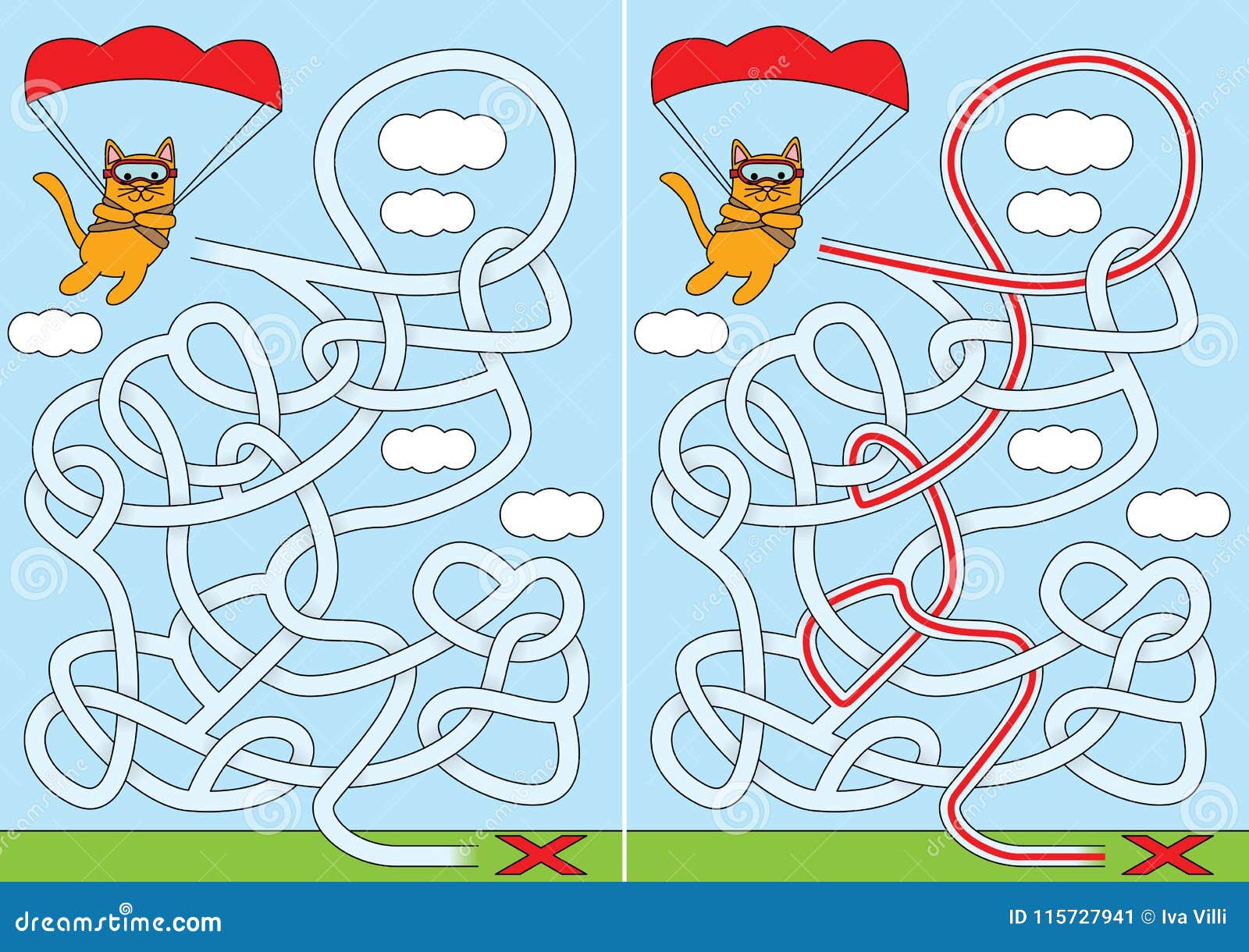 Little cat maze stock vector. Illustration of easy, labyrinth - 115727941