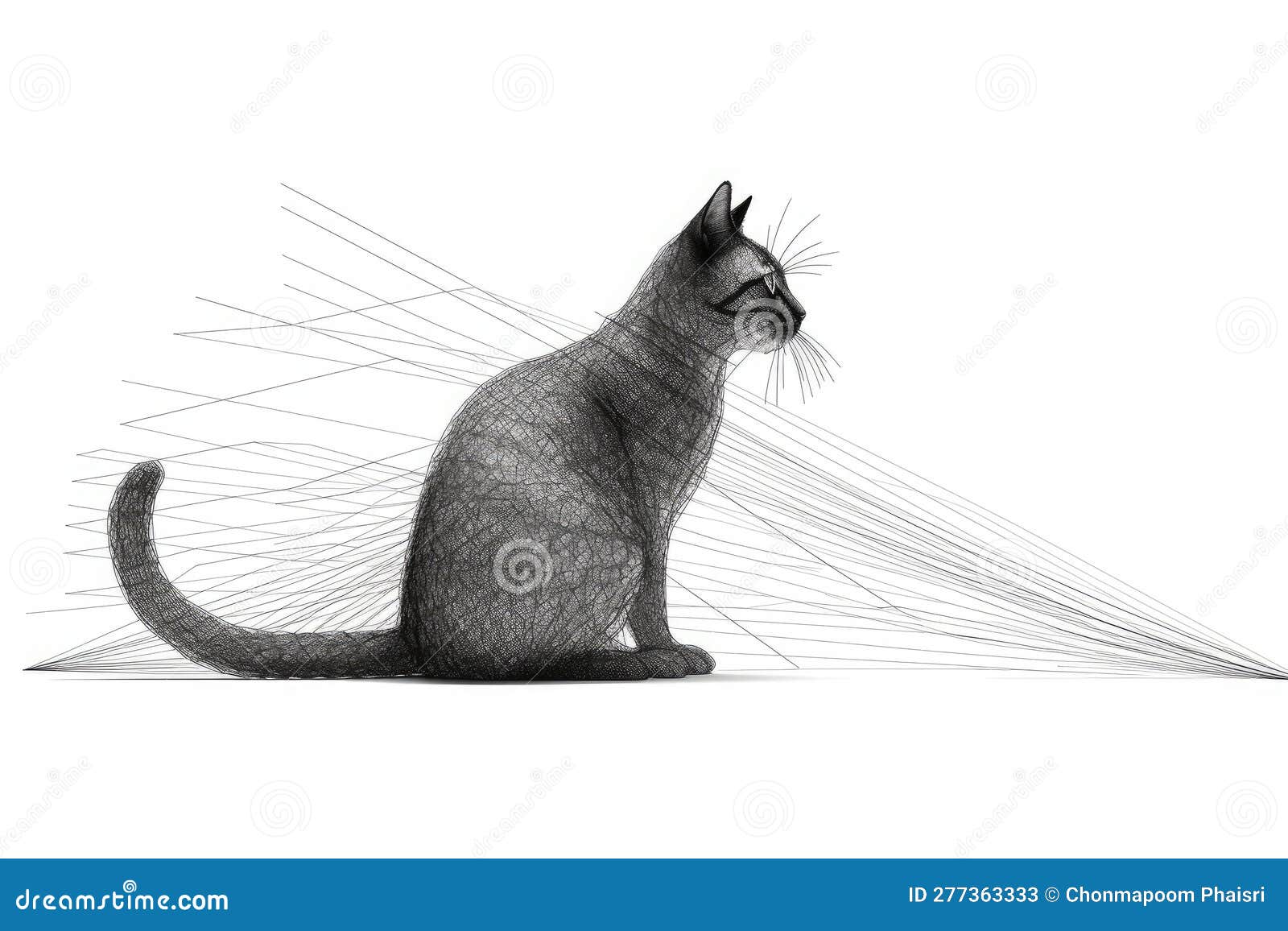 A Little Cat Simple Strokes Simple Single-line Structure Stock ...