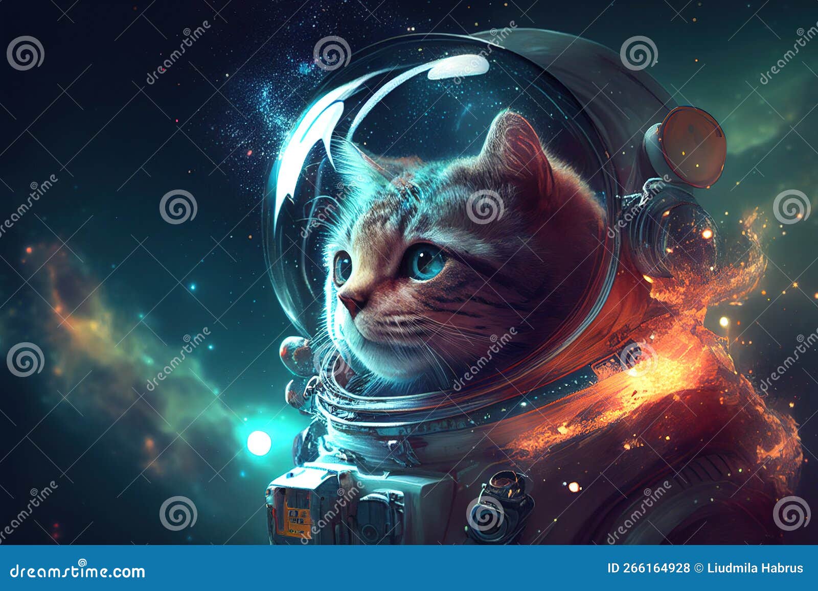 Little Cat in Space. Realistic 3d Animation Stock Illustration ...